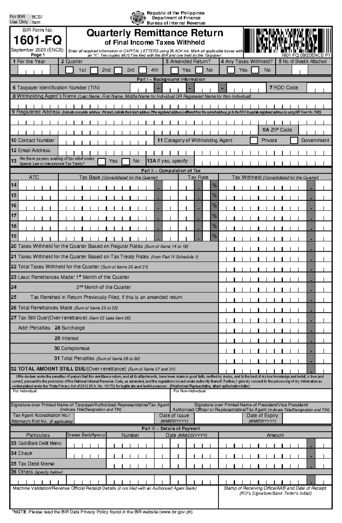1601-FQ 2020 final - IMPORTANCE OF WITHHOLDING TAX SYSTEM It is ...