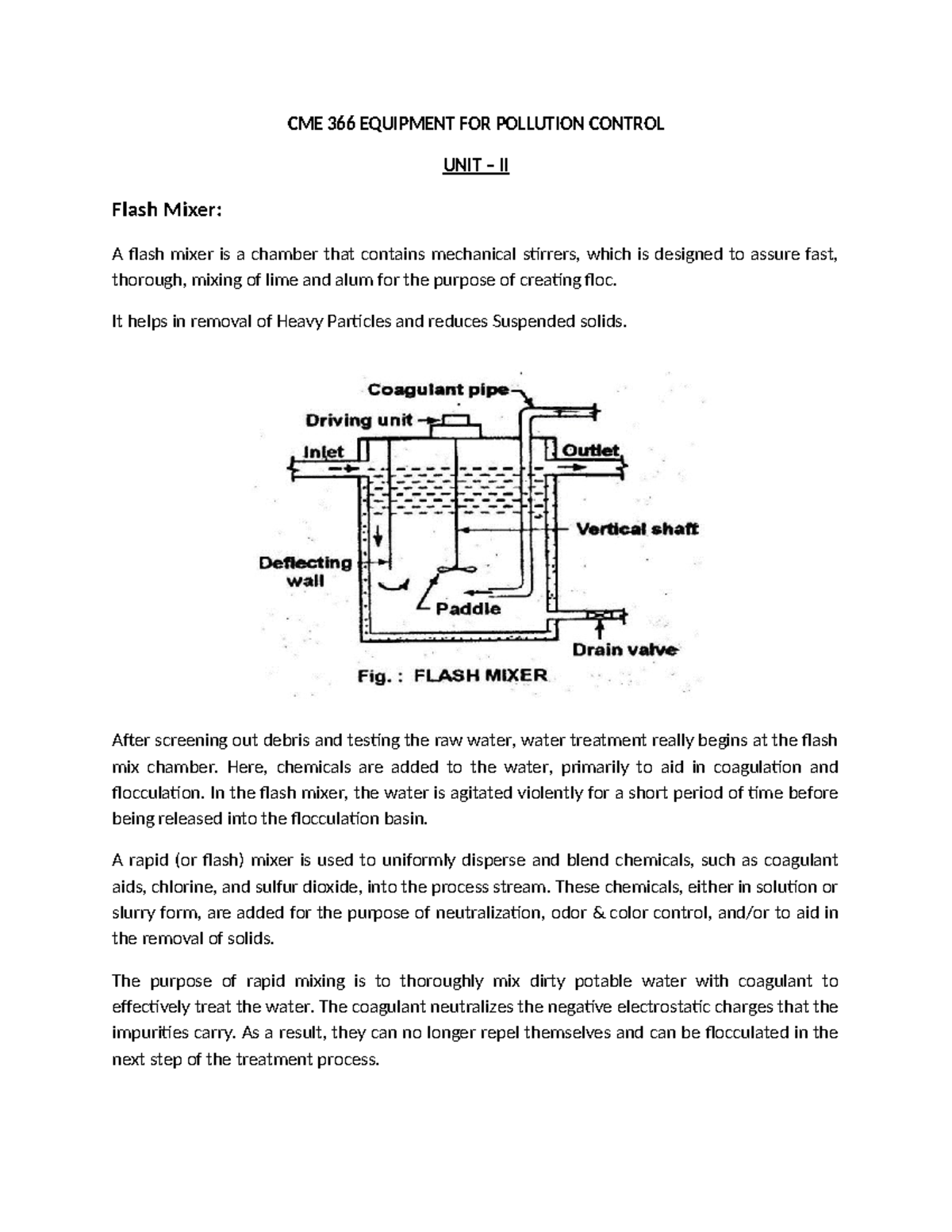 CME 366 Notes - It's very useful - CME 366 EQUIPMENT FOR POLLUTION ...