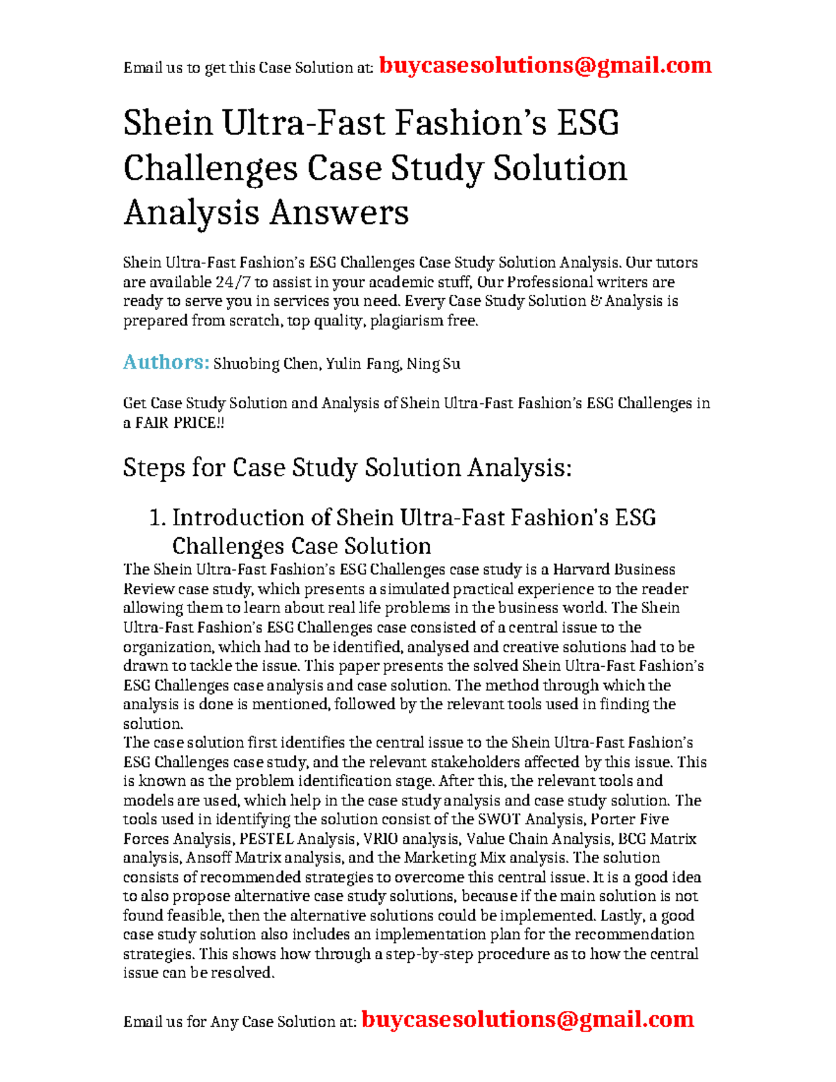 Case Solution Shein Ultra-Fast Fashion's ESG Challenges - Shein Ultra-Fast Fashion’s ESG ...