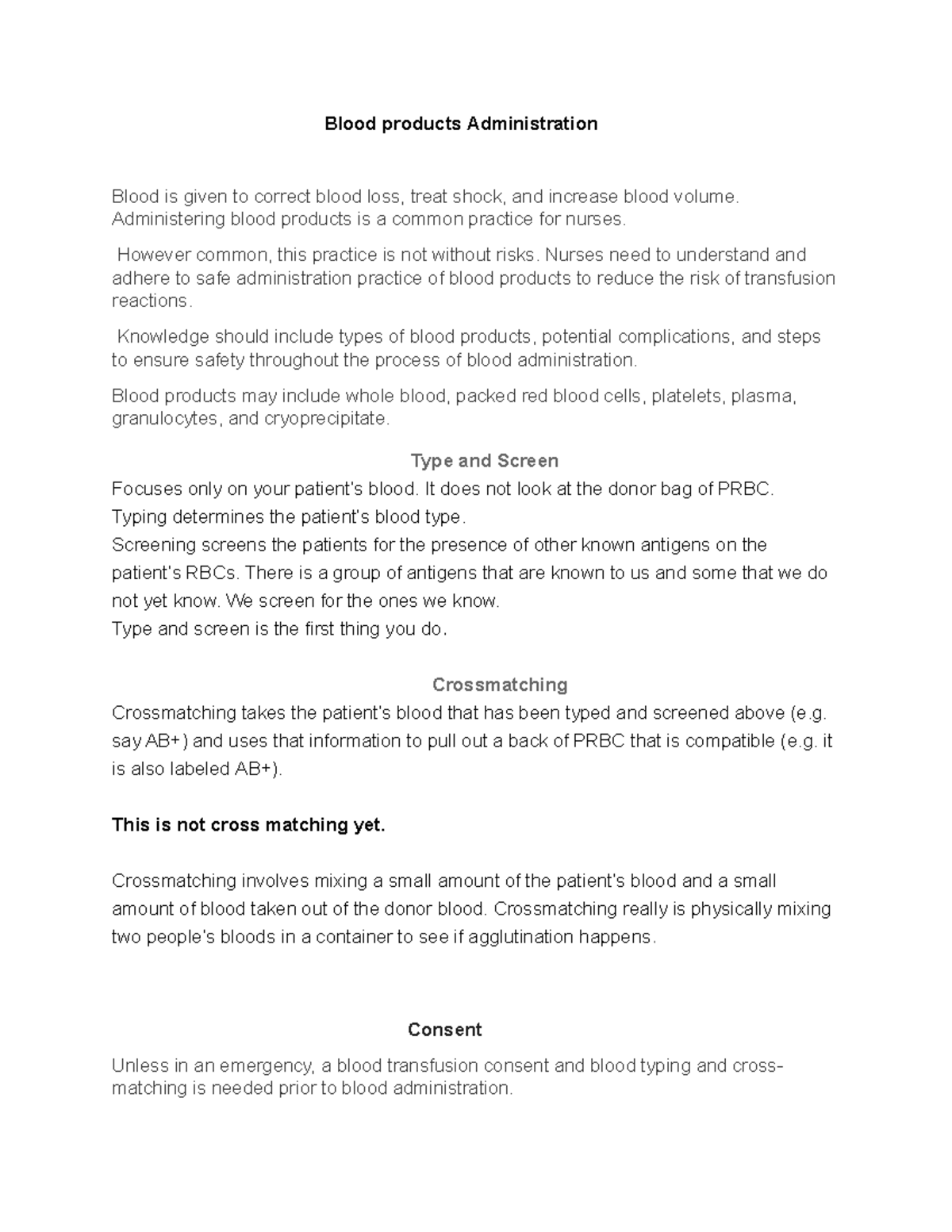 Administration of Blood Products - Blood products Administration Blood ...