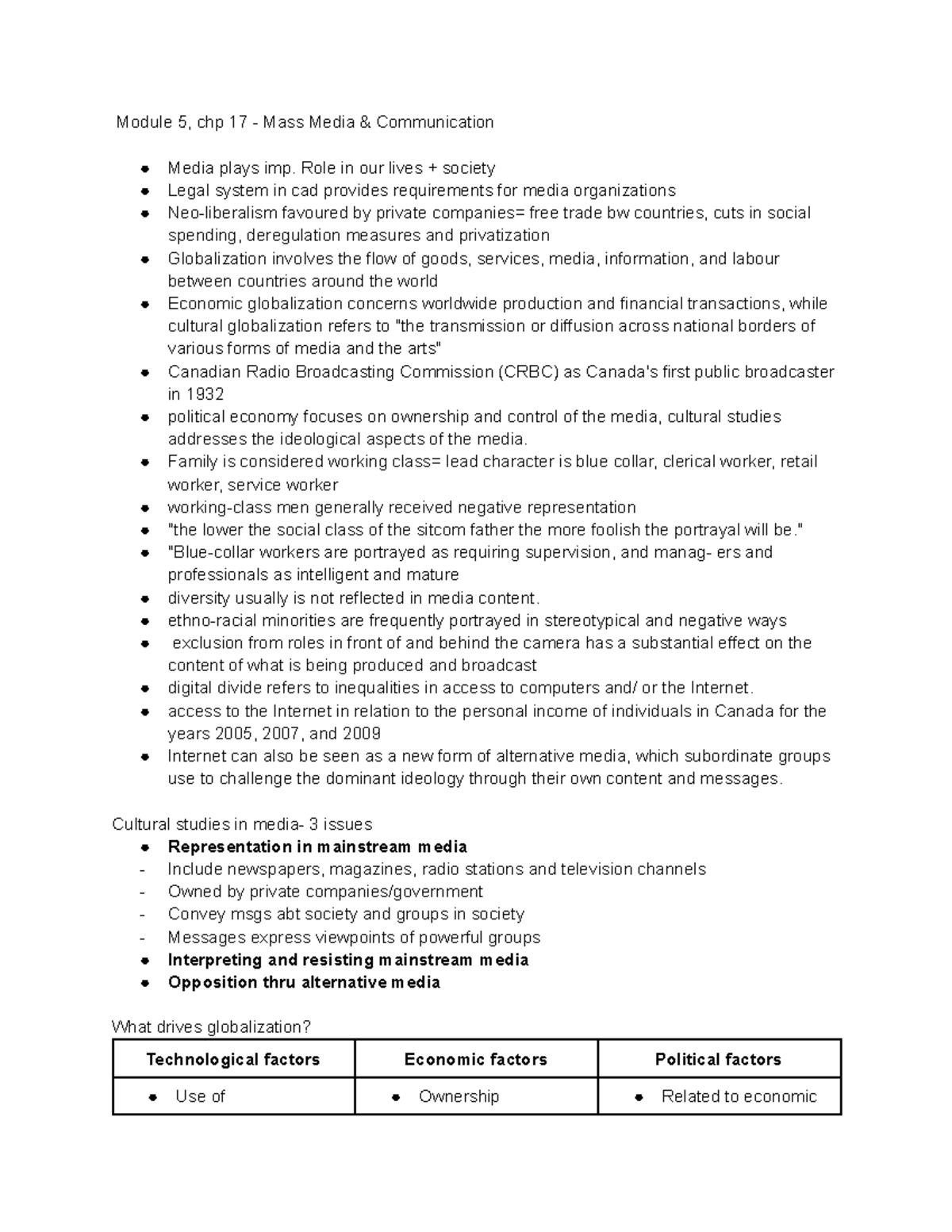 Final exam textbook notes - Module 5, chp 17 - Mass Media ...