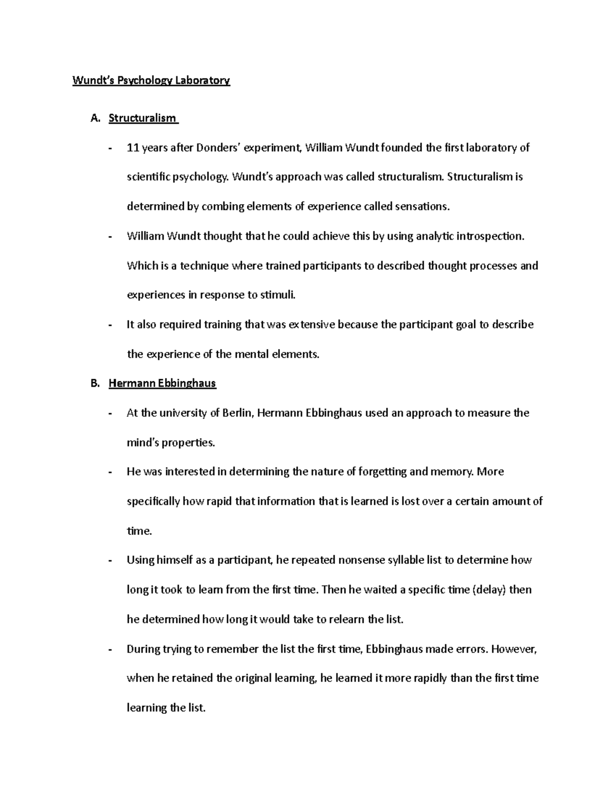 Early pioneers - Wundt’s Psychology Laboratory A. Structuralism - 11 ...