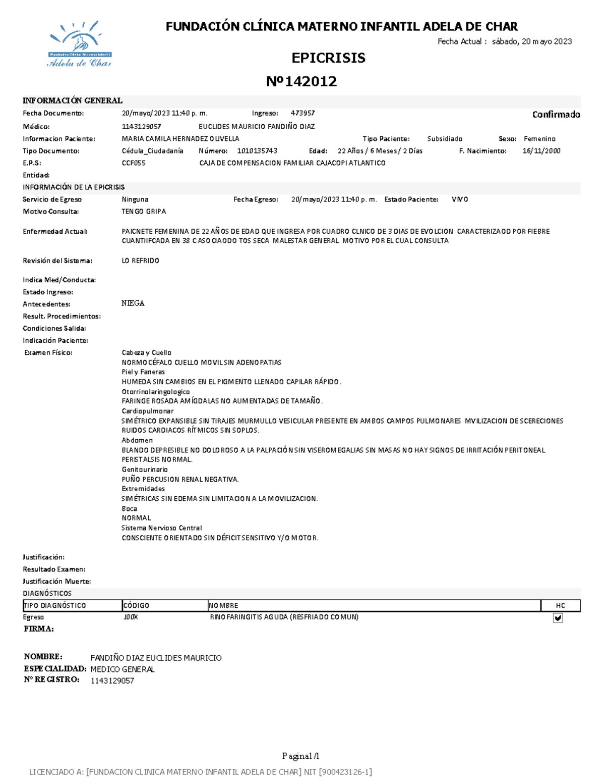Maria 2 - ghfghfh - FUNDACIÓN CLÍNICA MATERNO INFANTIL ADELA DE CHAR ...