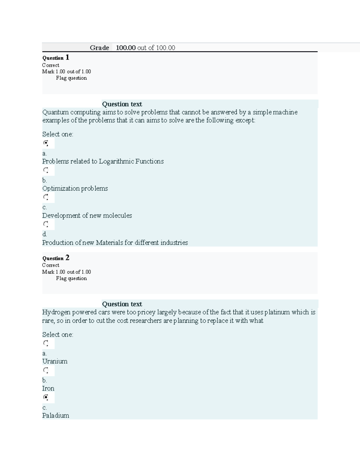 Sts prelim quiz 2 - Grade 100 out of 100. Question 1 Correct Mark 1 out ...