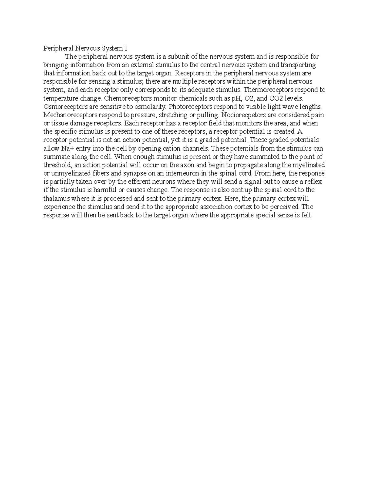 Peripheral Nervous System I - Receptors in the peripheral nervous ...