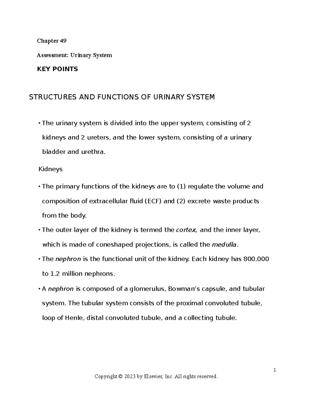 Chapter 049 Key Points - Med Surg Summary - Chapter 49 Assessment ...