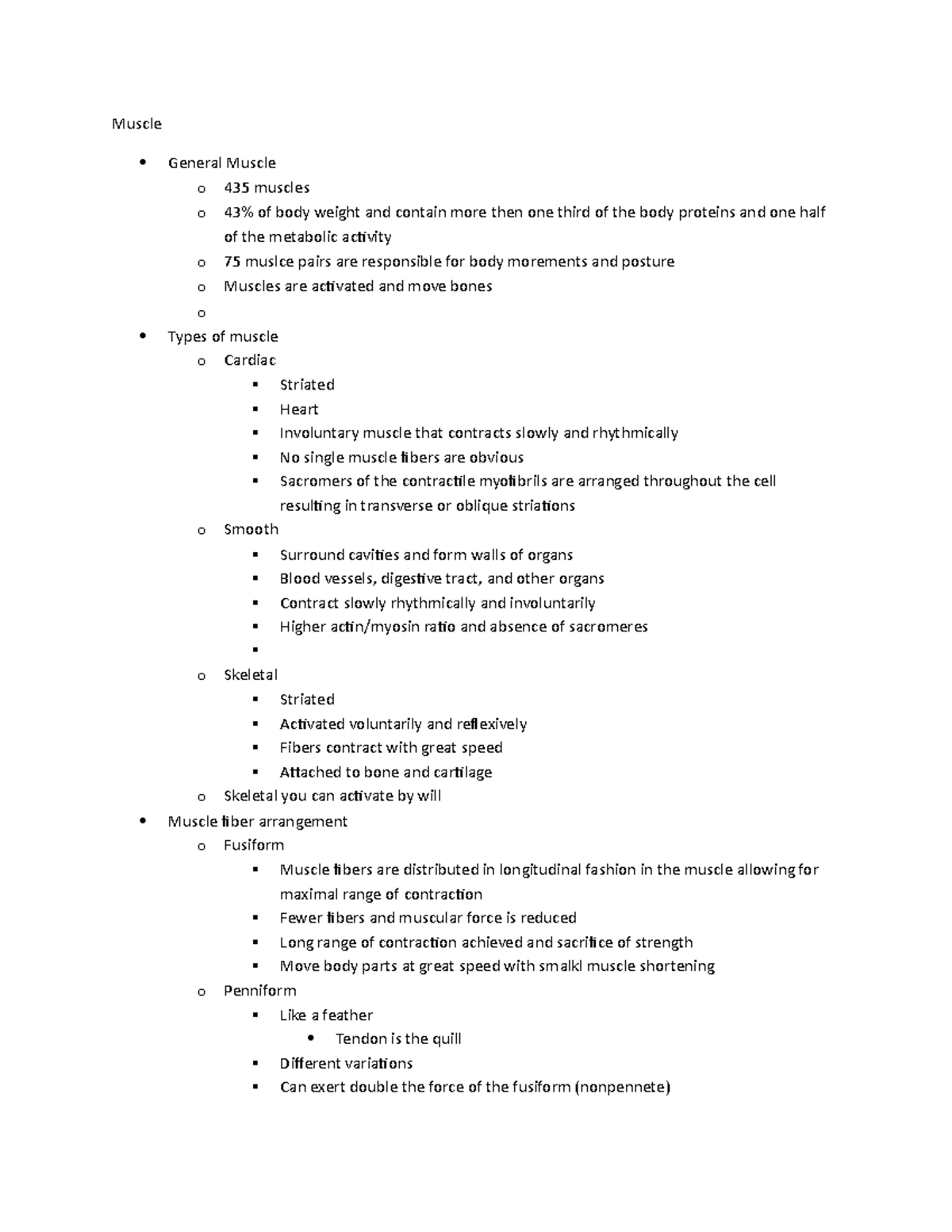 Muscle final study guide - Muscle General Muscle o 435 muscles o 43% of ...