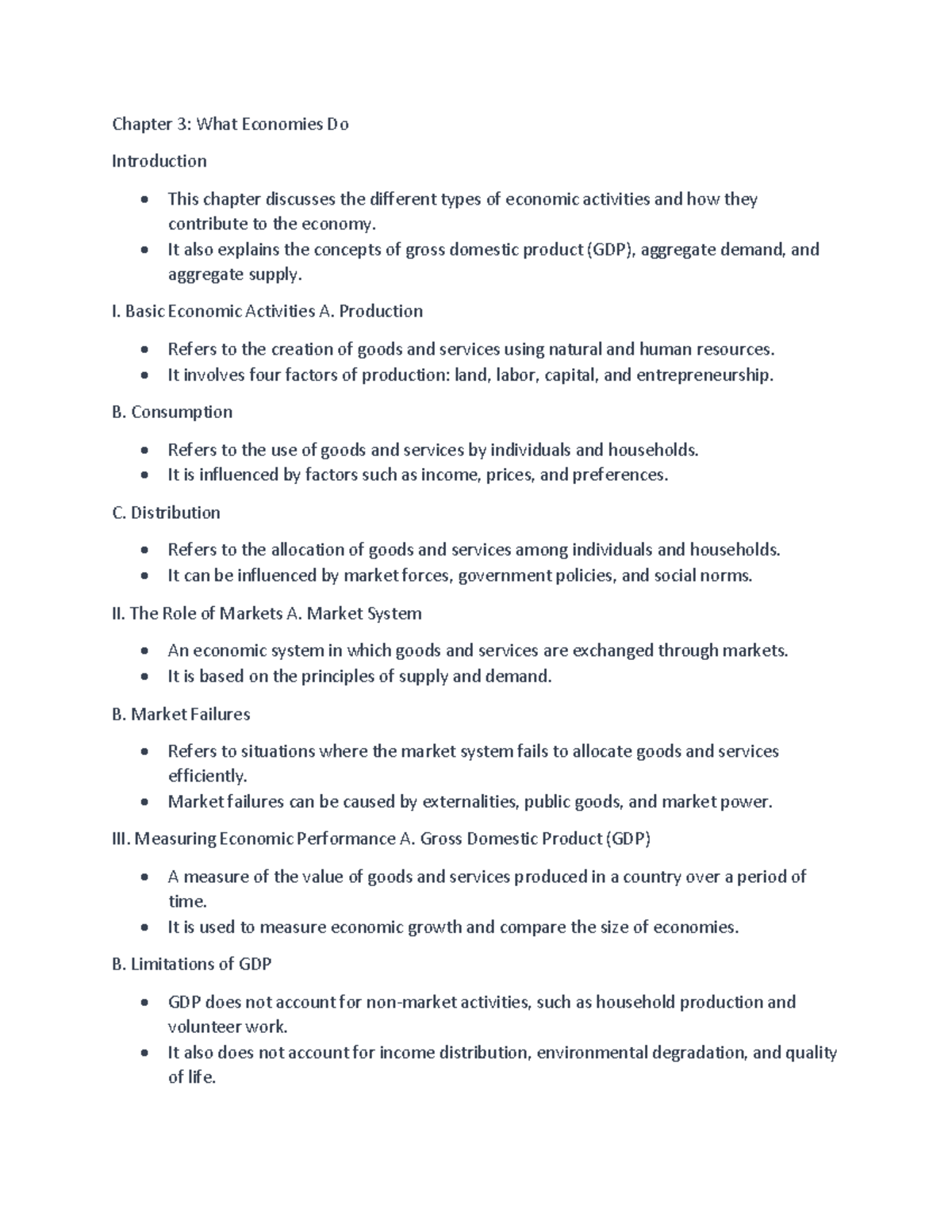 Eco 3 - Notes for chapter 3 - Chapter 3: What Economies Do Introduction ...