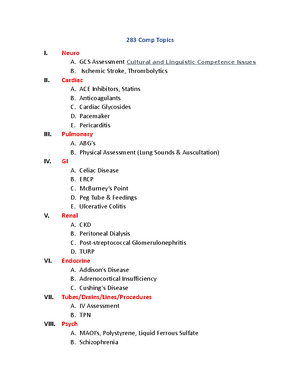 Clinical Packet 5 - NUR 283 - Studocu
