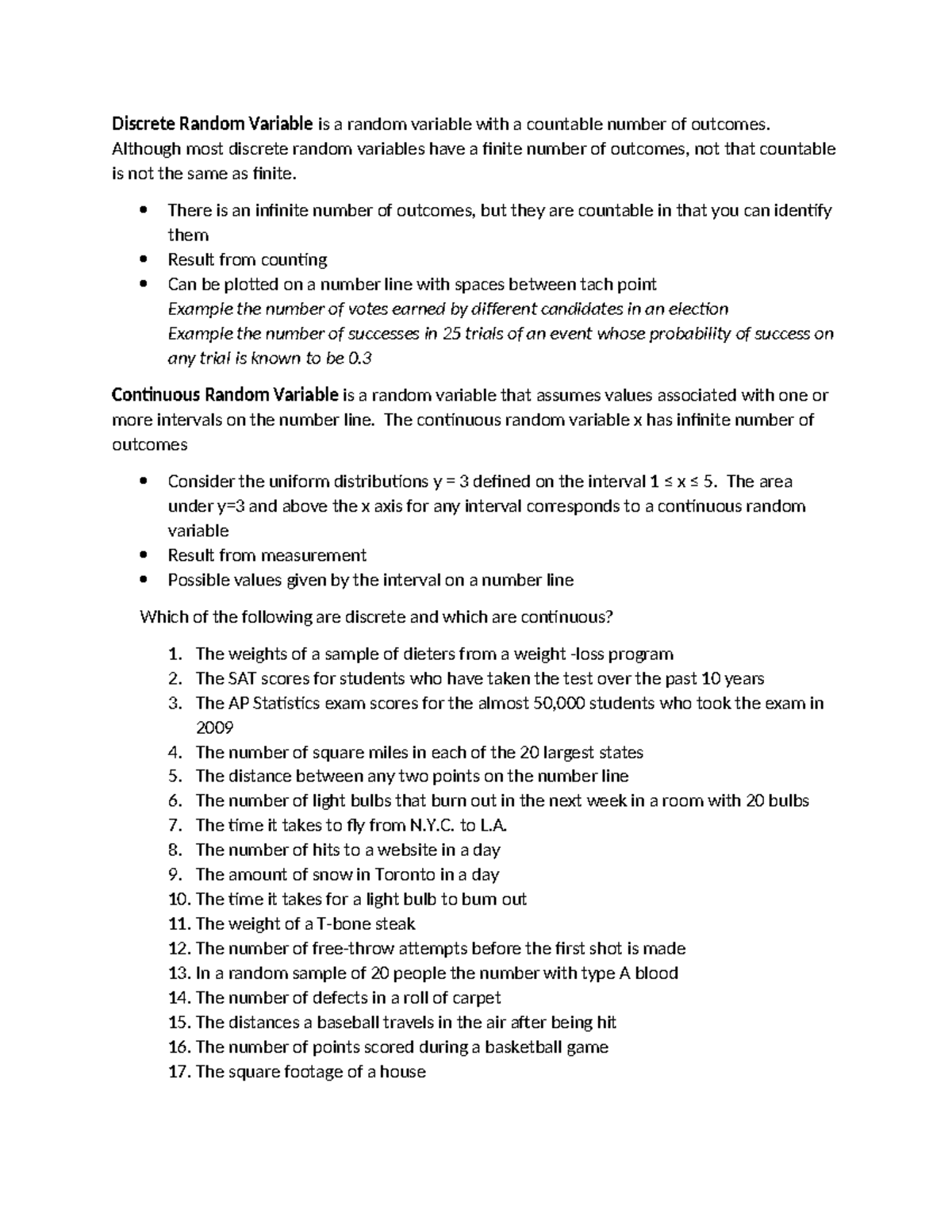 Discrete And Continuous Random Variables Discrete Random Variable Is A Random Variable With A