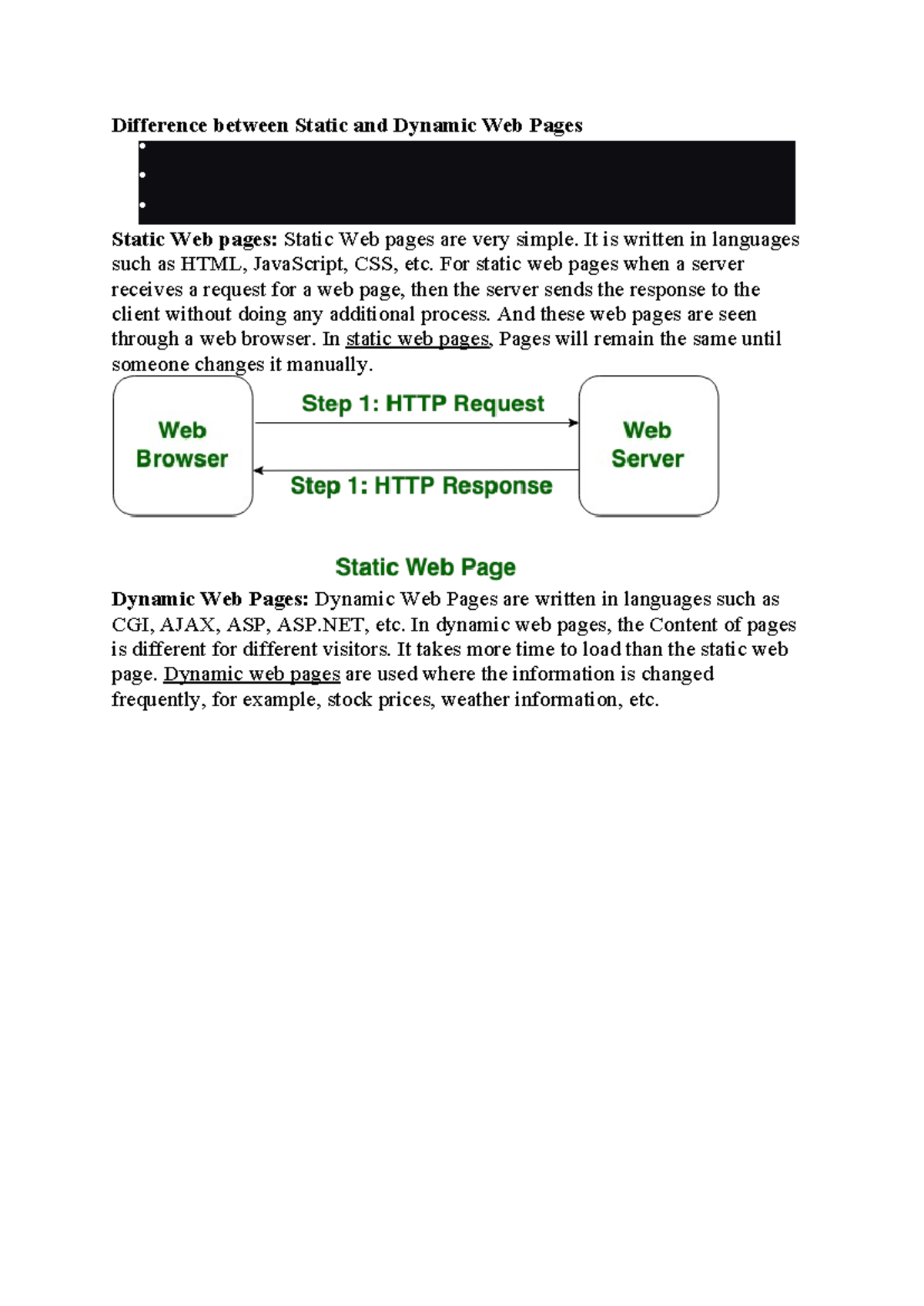 Difference between Static and Dynamic Web Pages - Difference between Static and Dynamic Web ...