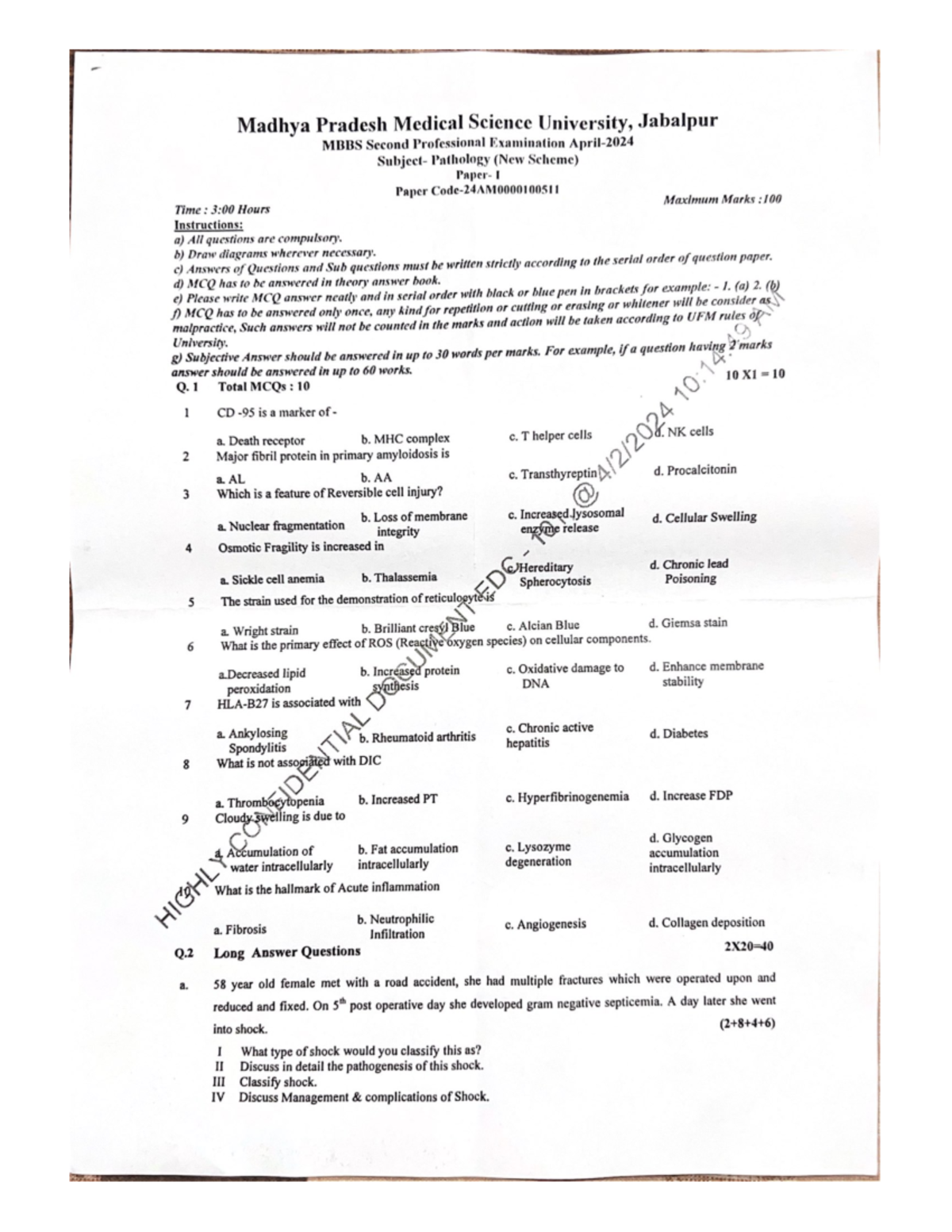 2nd proff question papers - Madhya Pradesh Medical Science University ...