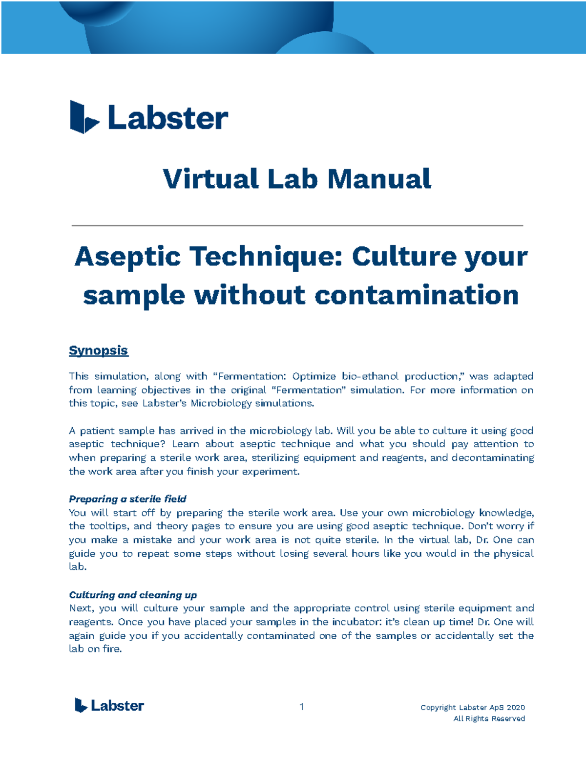 Lab Manual Aseptic Technique Culture your sample without contamination ...