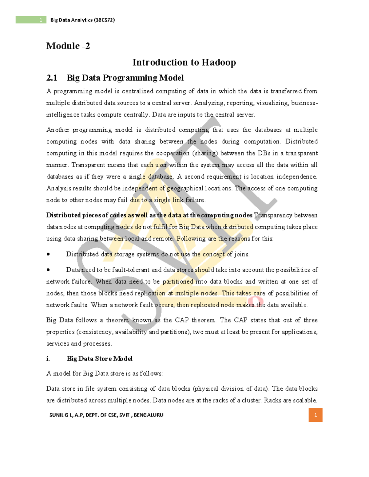 BDA Mod2@Az Documents - Bsns - SUNIL G L, A, DEPT. OF CSE, SVIT ...