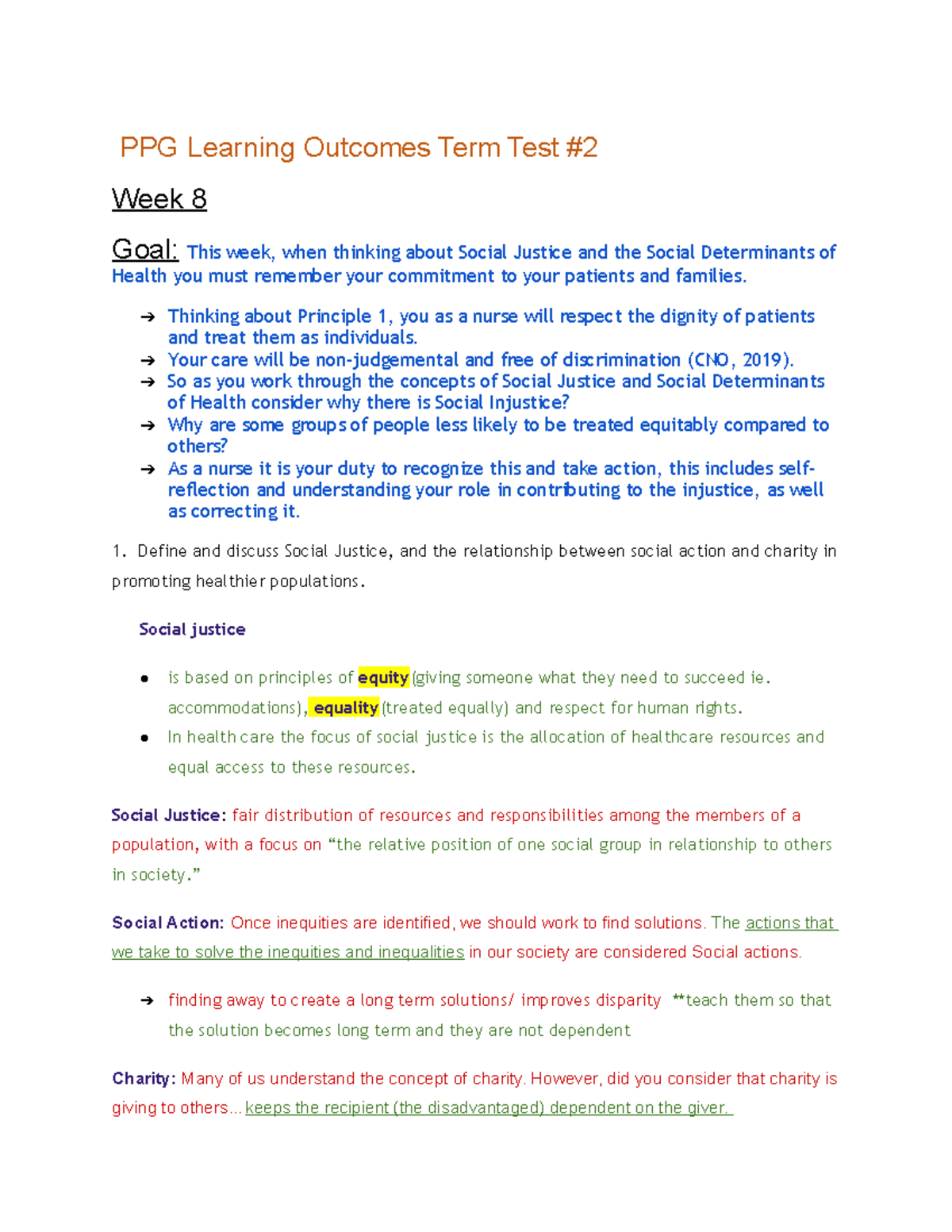 PPG learning outcomes second half - PPG Learning Outcomes Term Test ...