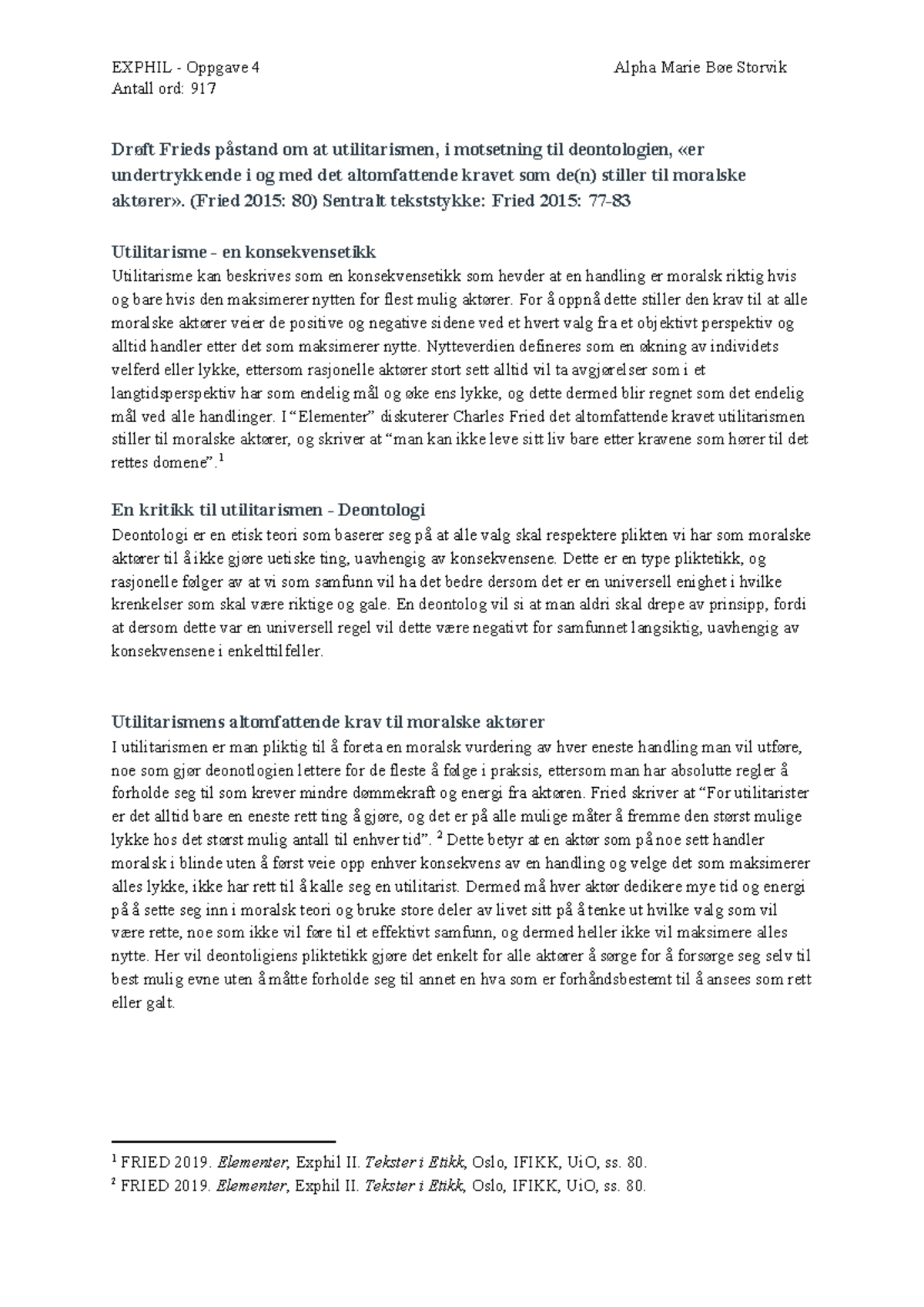 Alpha Marie Storvik Exphil - EXPHIL - Oppgave 4 Alpha Marie Bøe Storvik ...