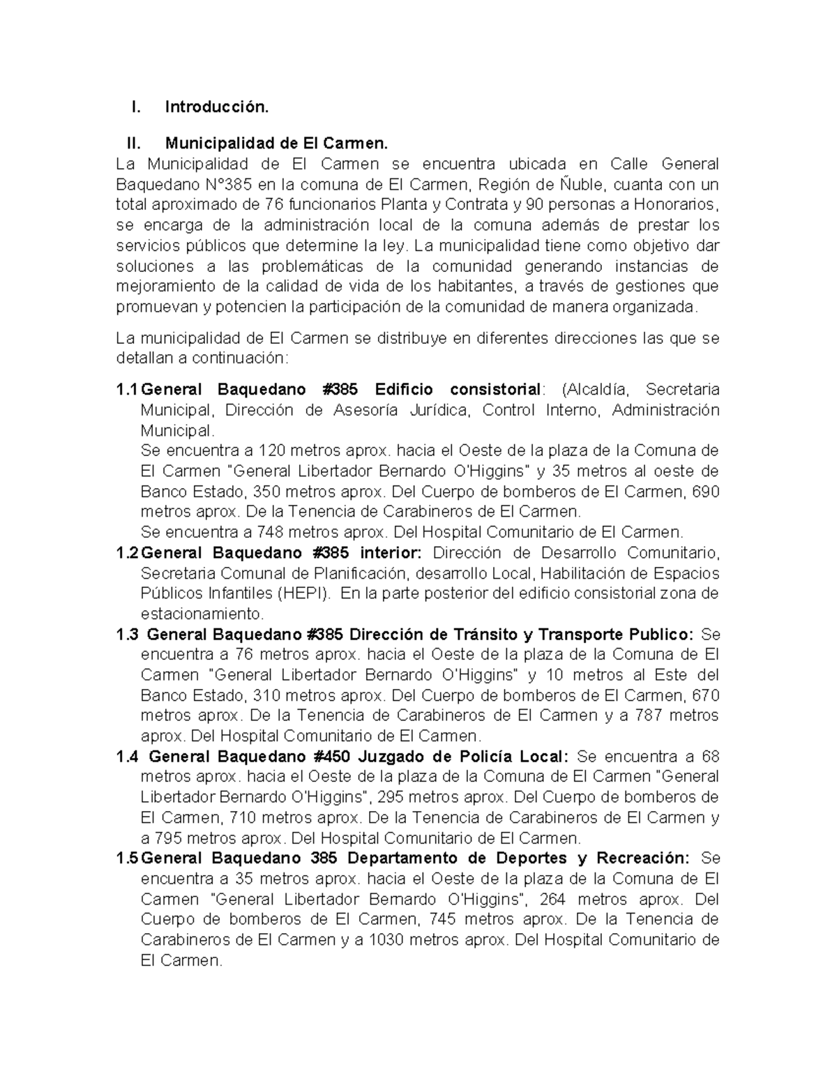 Desastres - dadadd - I. Introducción. II. Municipalidad de El Carmen ...