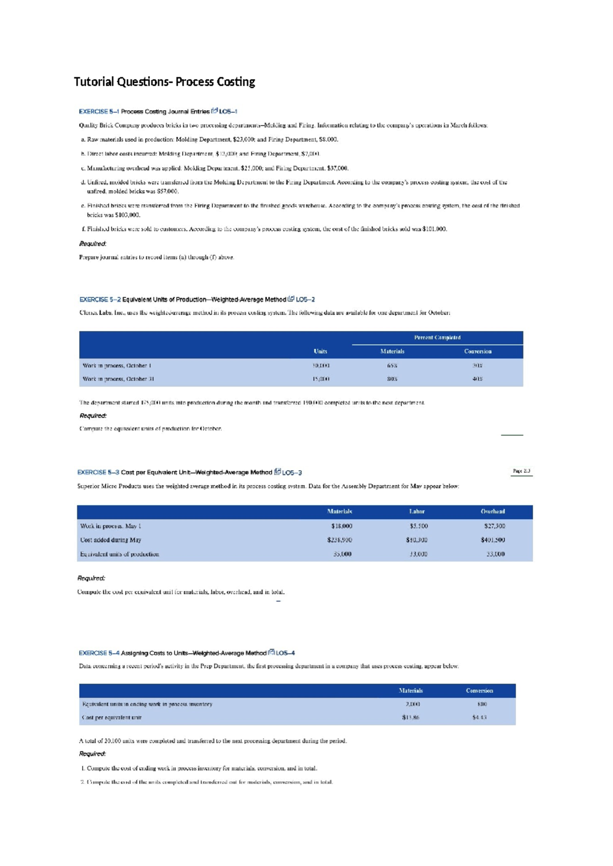 ATW211 Tutorial Questions Process Costing - Tutorial Process Costing ...