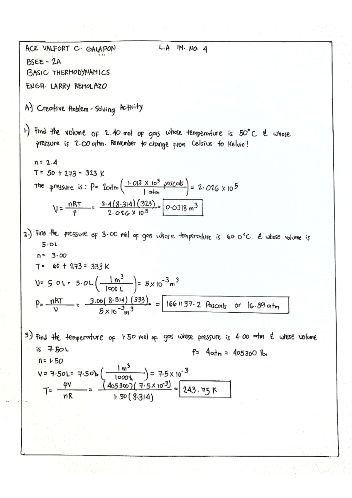 IM NO. 4 Basic Thermodynamics - Mechanical Engineering - NVSU - Studocu