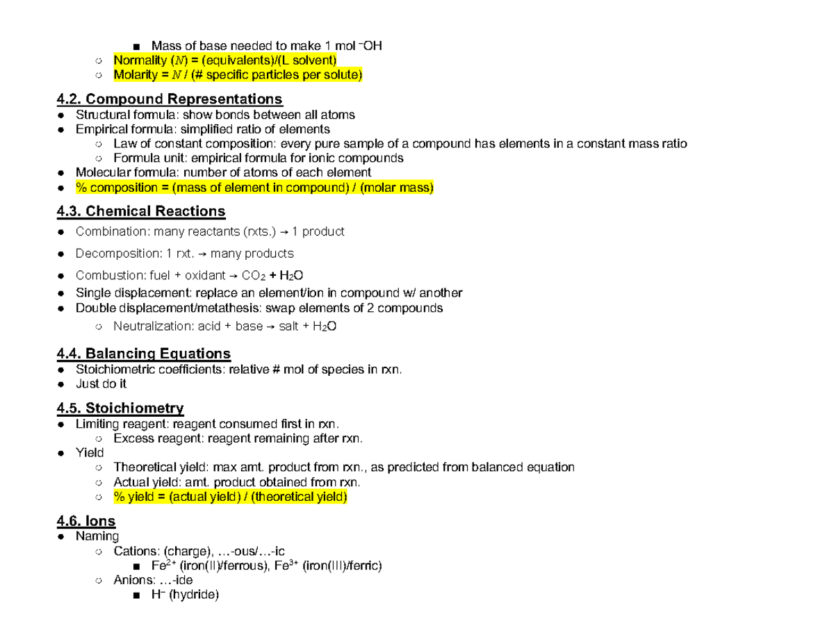2 Gen Chem - detailed lecture notes - Mass of base needed to make 1 mol ...