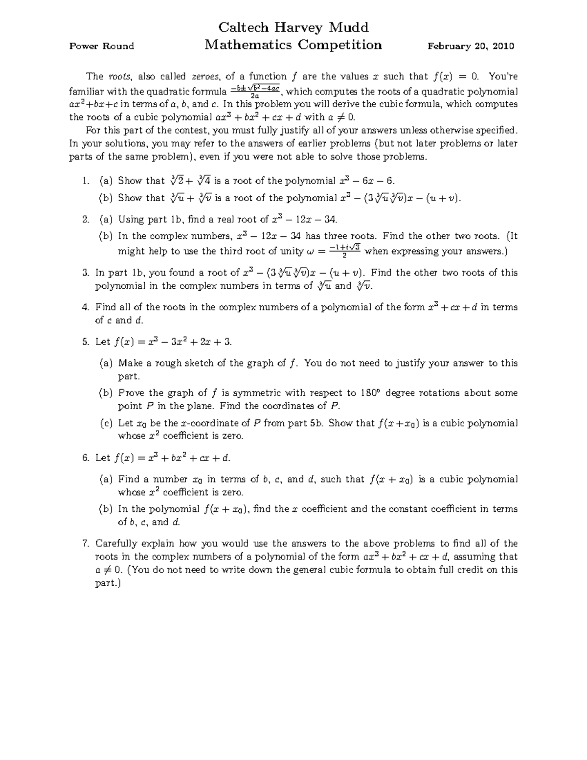 Chmch Power Round 2010-17 (-11) - ####### Power Round Caltech Harvey Mudd Mathematics ...