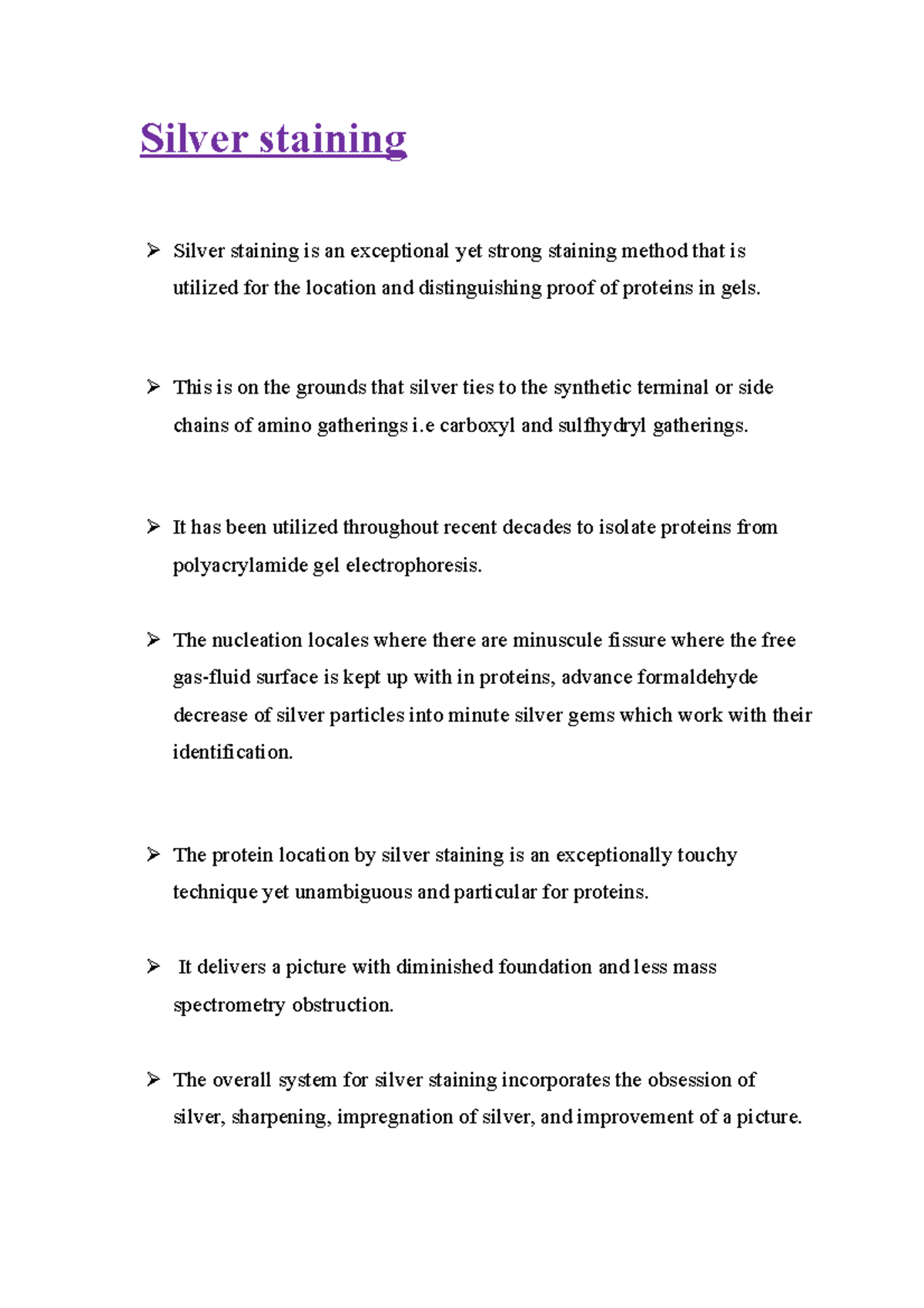 Silver staining - useful notes - Silver staining Silver staining is an ...