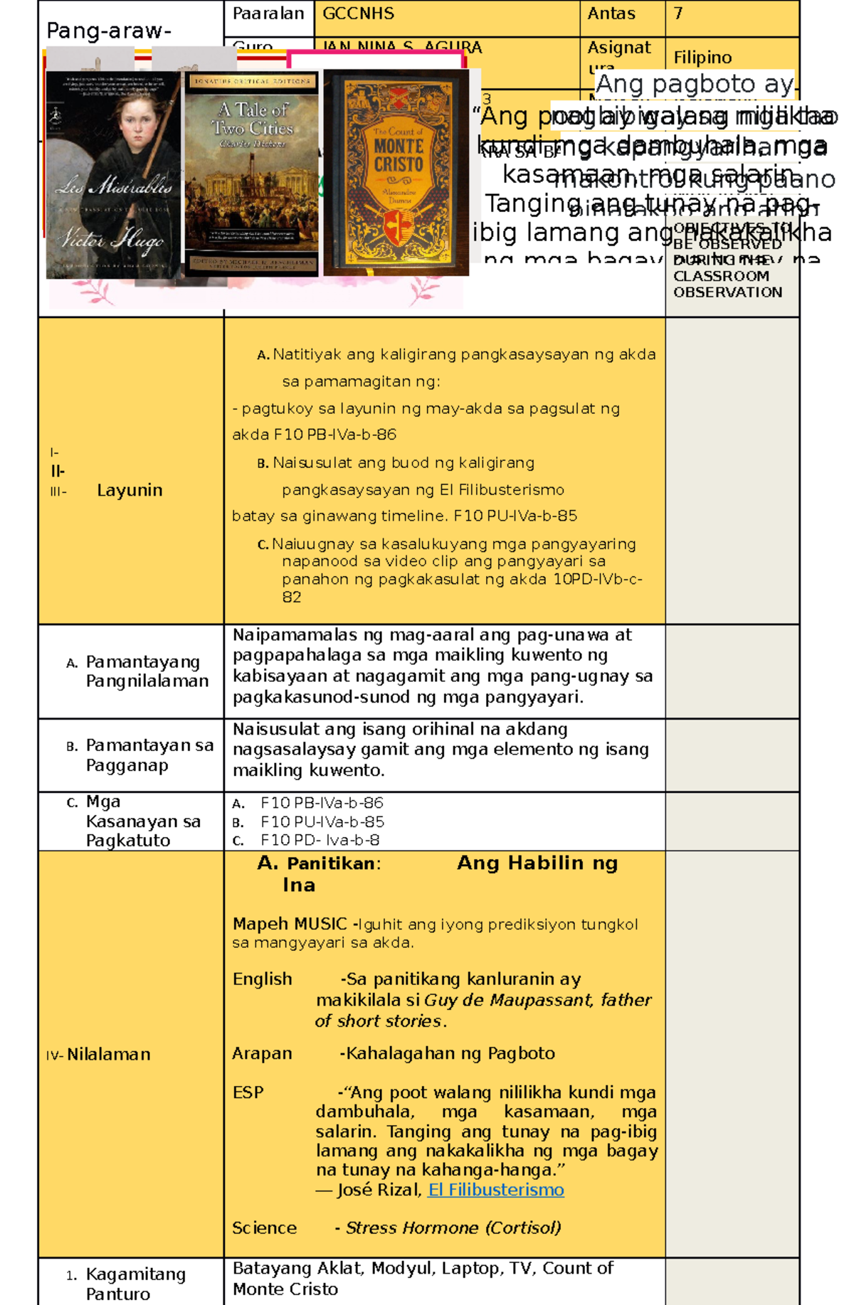 COT-2- Agura - dlp - Pang-araw- araw na Tala sa Pagtuturo Paaralan ...