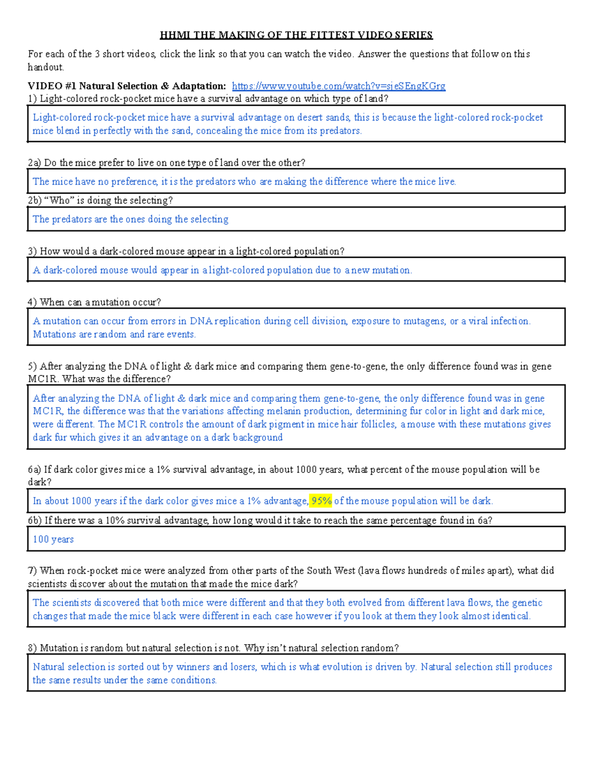 HHMI THE Making OF THE Fittest Video Series - HHMI THE MAKING OF THE ...