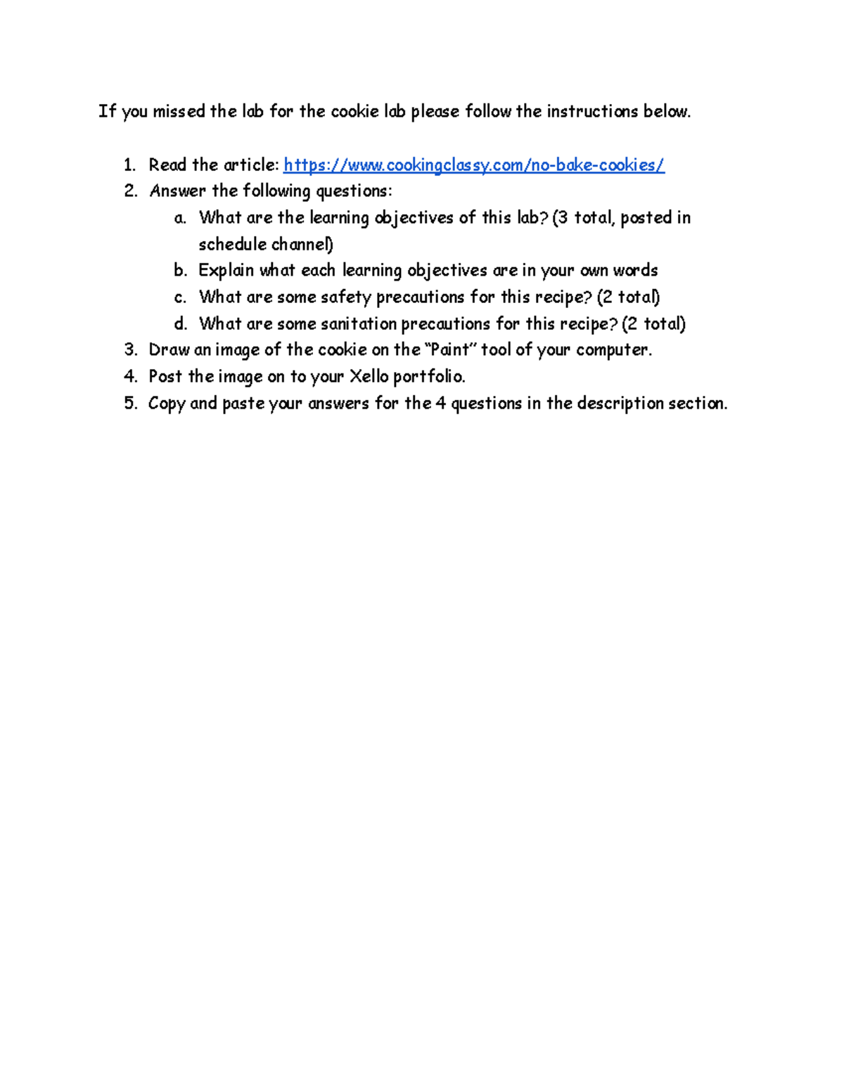 Cookie Lab Portfolio - If no lab - If you missed the lab for the cookie ...