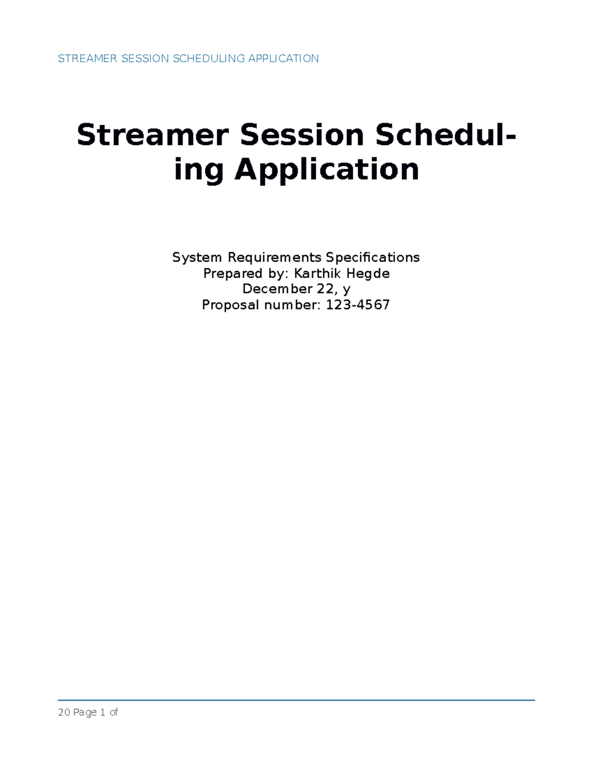 Specifications Requirement Document - STREAMER SESSION SCHEDULING ...