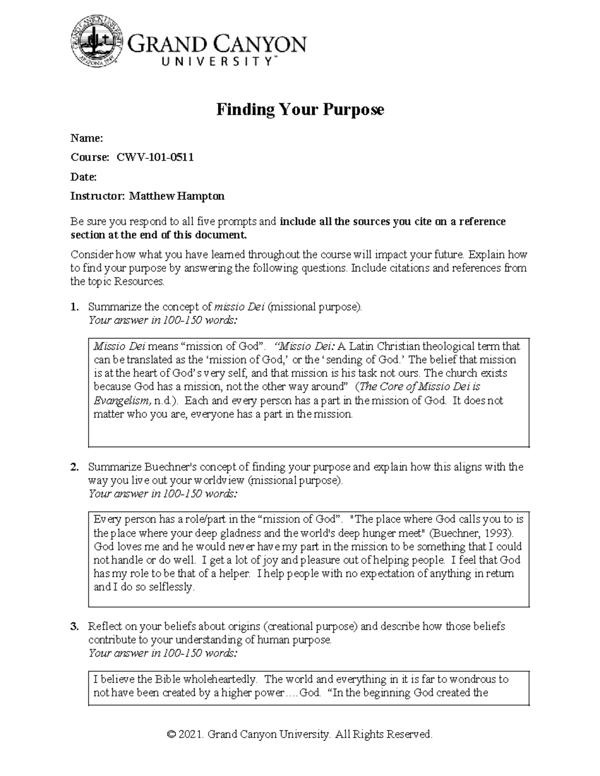 CWV 101 301 RS T7 T8Finding Your Purpose - Finding Your Purpose Name ...