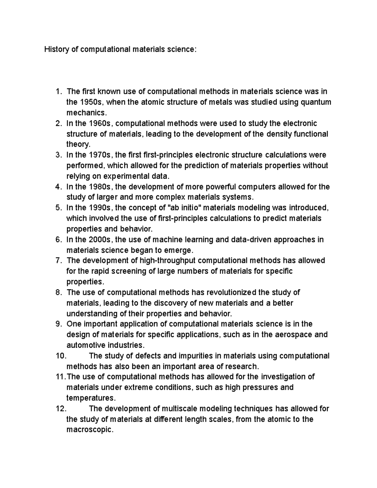 History Of Computational Materials Science In The 1960s Computational Methods Were Used To