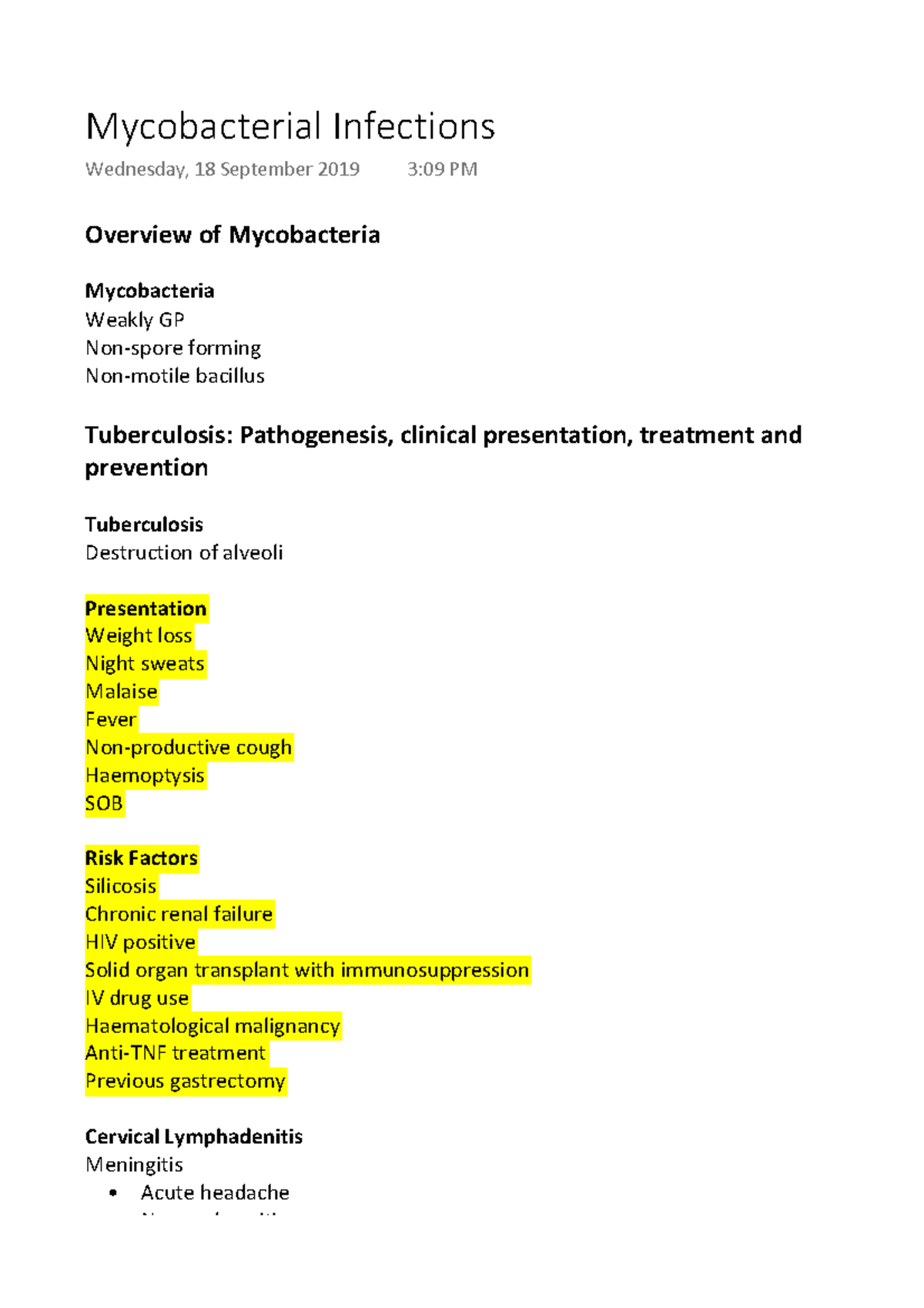Mycobacterial Infections - Overview of Mycobacteria Mycobacteria Weakly ...