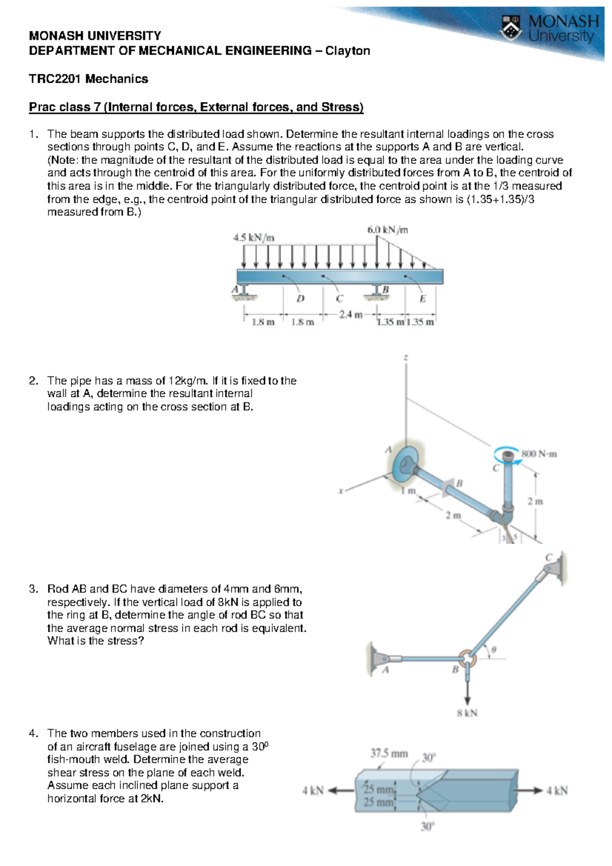 Problem Sheet 7 - Tute work - Warning: TT: undefined function: 32 MONASH UNIVERSITY DEPARTMENT ...
