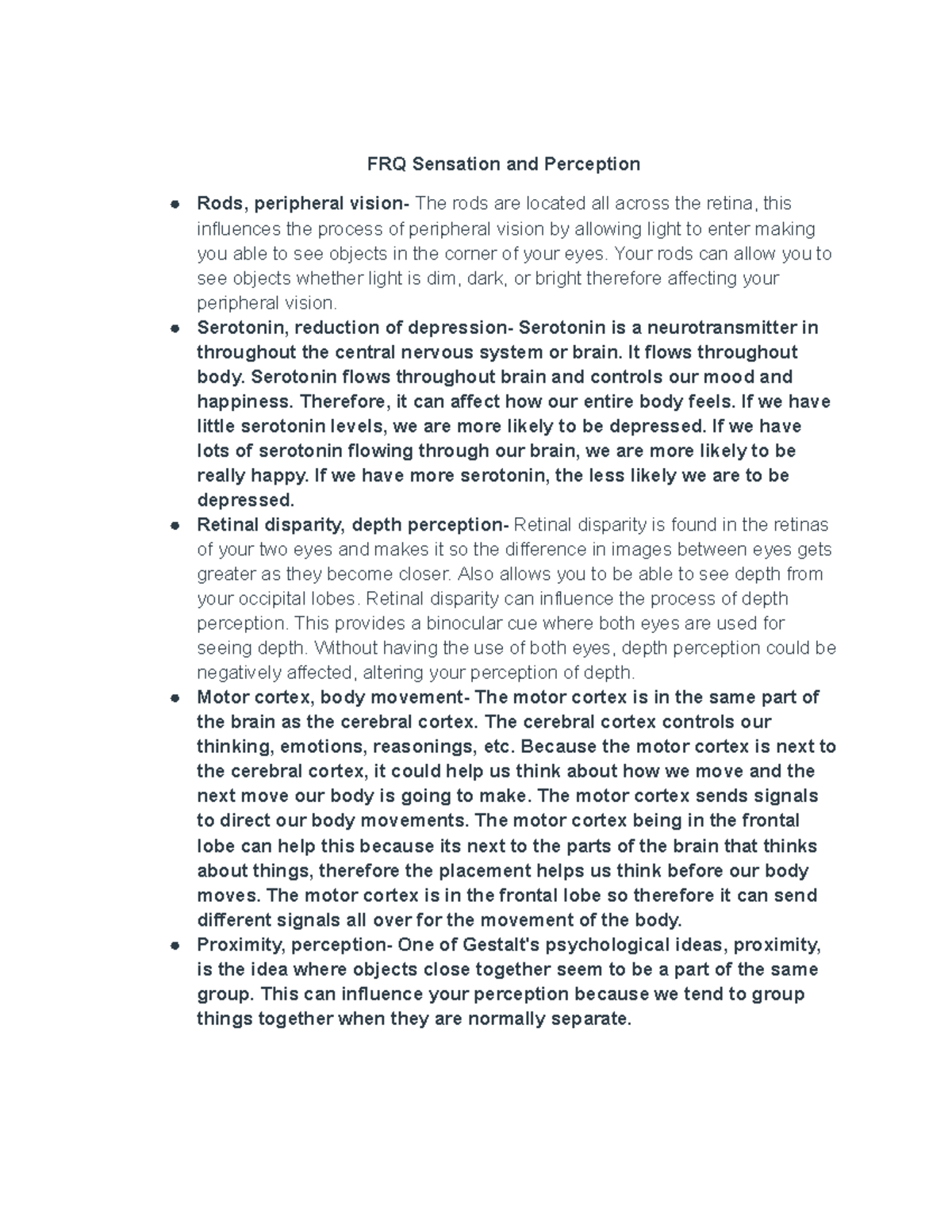 FRQ Sensation and Perception - Your rods can allow you to see objects ...