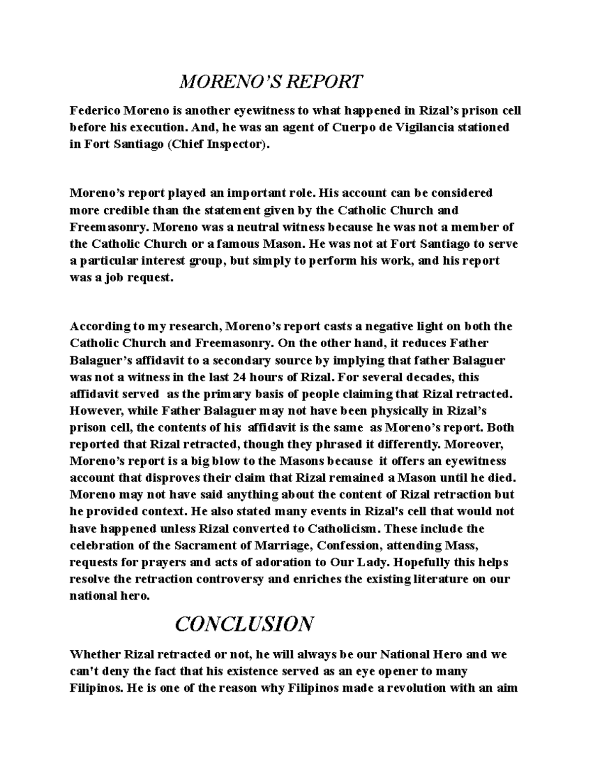 RPH Report - MORENO’S REPORT Federico Moreno is another eyewitness to ...