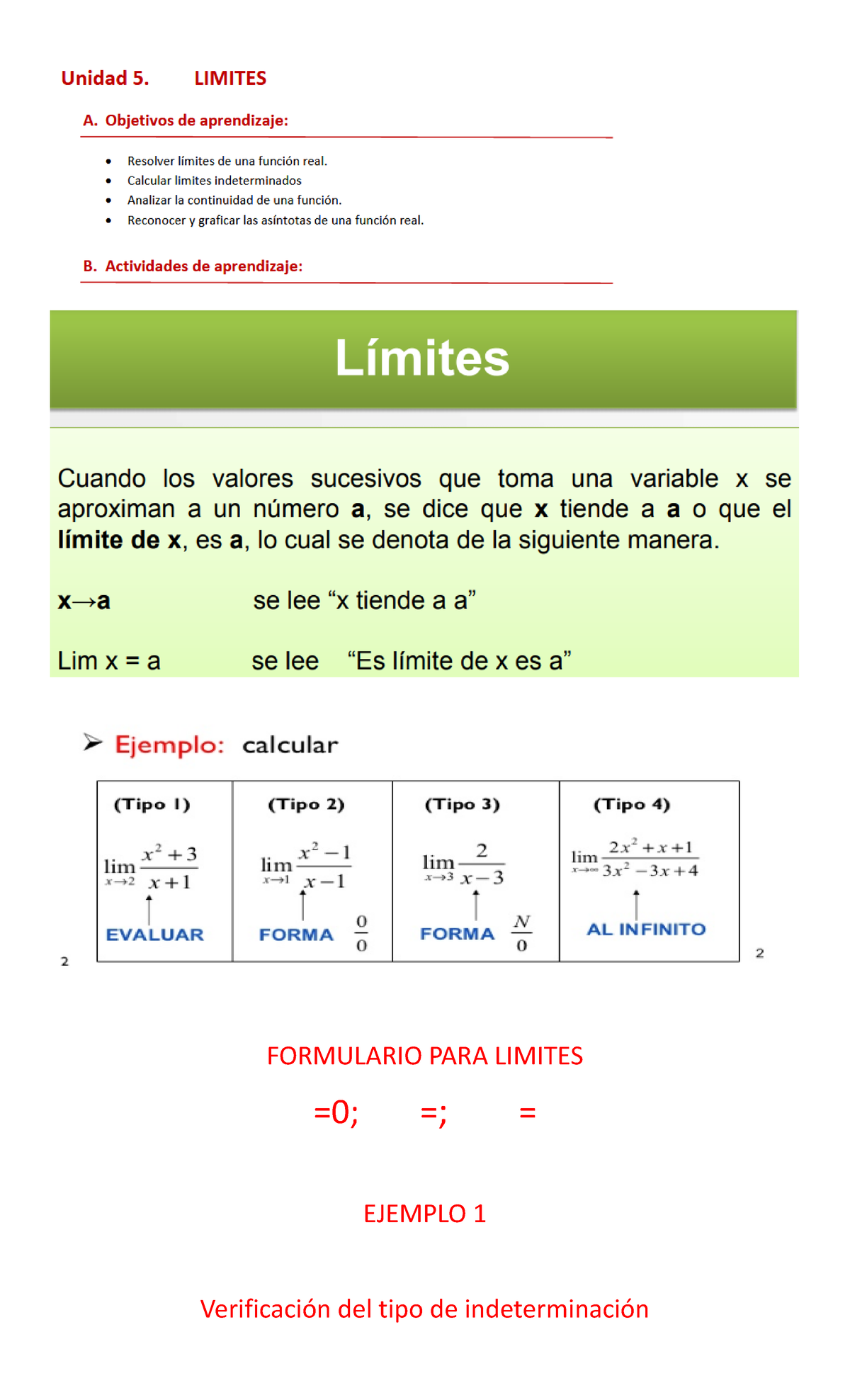 Practico 5 Resuelto - favorable - FORMULARIO PARA LIMITES =0 ...