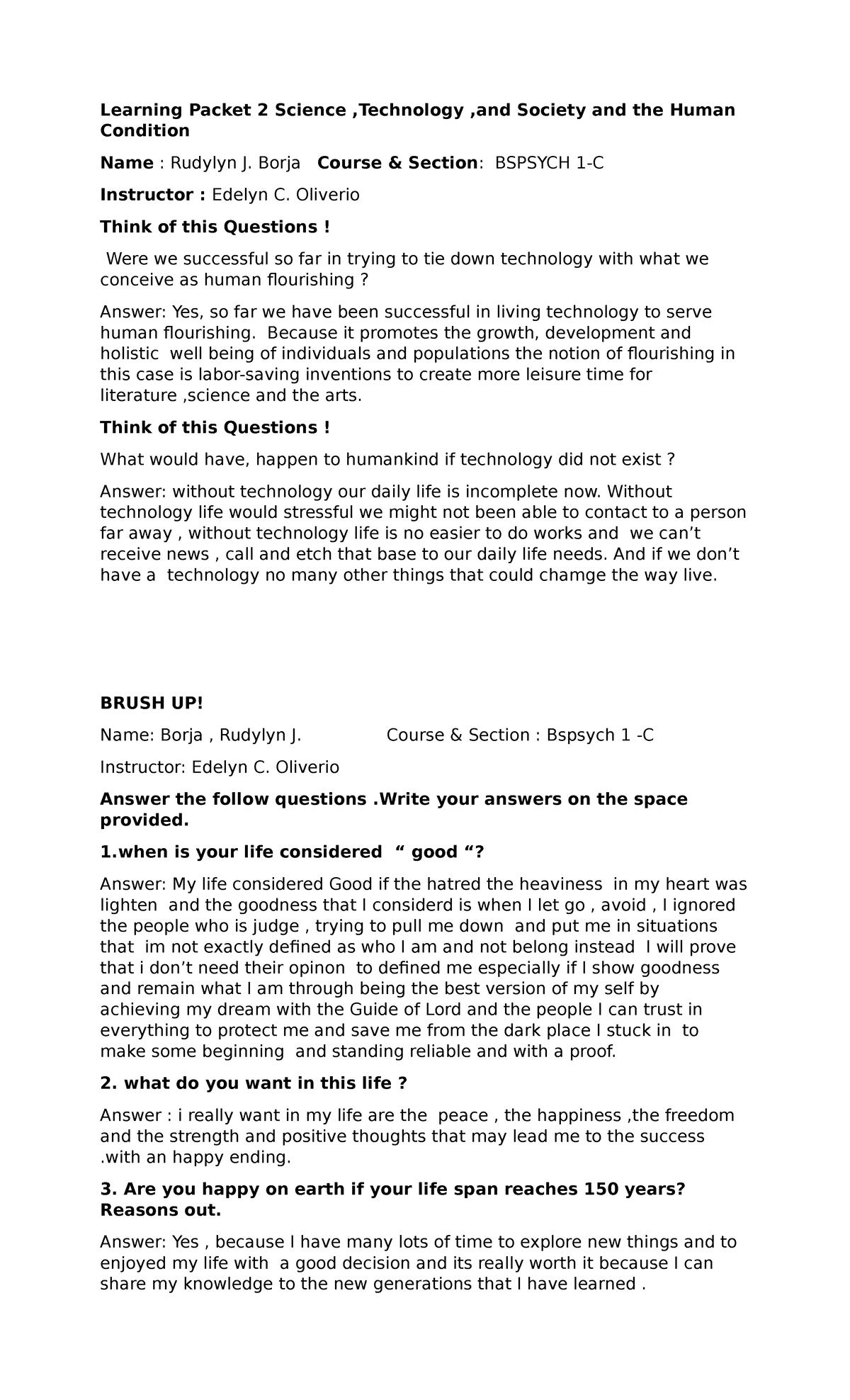 STS LP2 Answer - Learning Packet 2 Science ,Technology ,and Society and ...