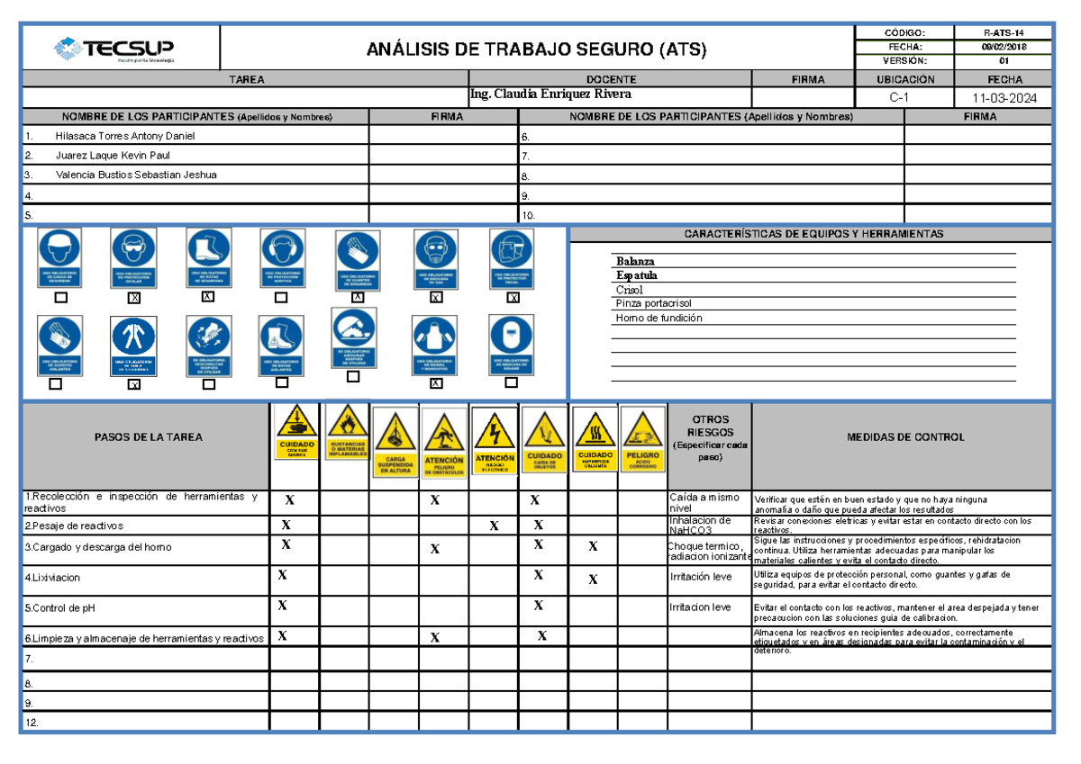 ATS LAB 1 - ats - CÓDIGO: R-ATS- FECHA: 09/02/ VERSIÓN: 01 TAREA ...
