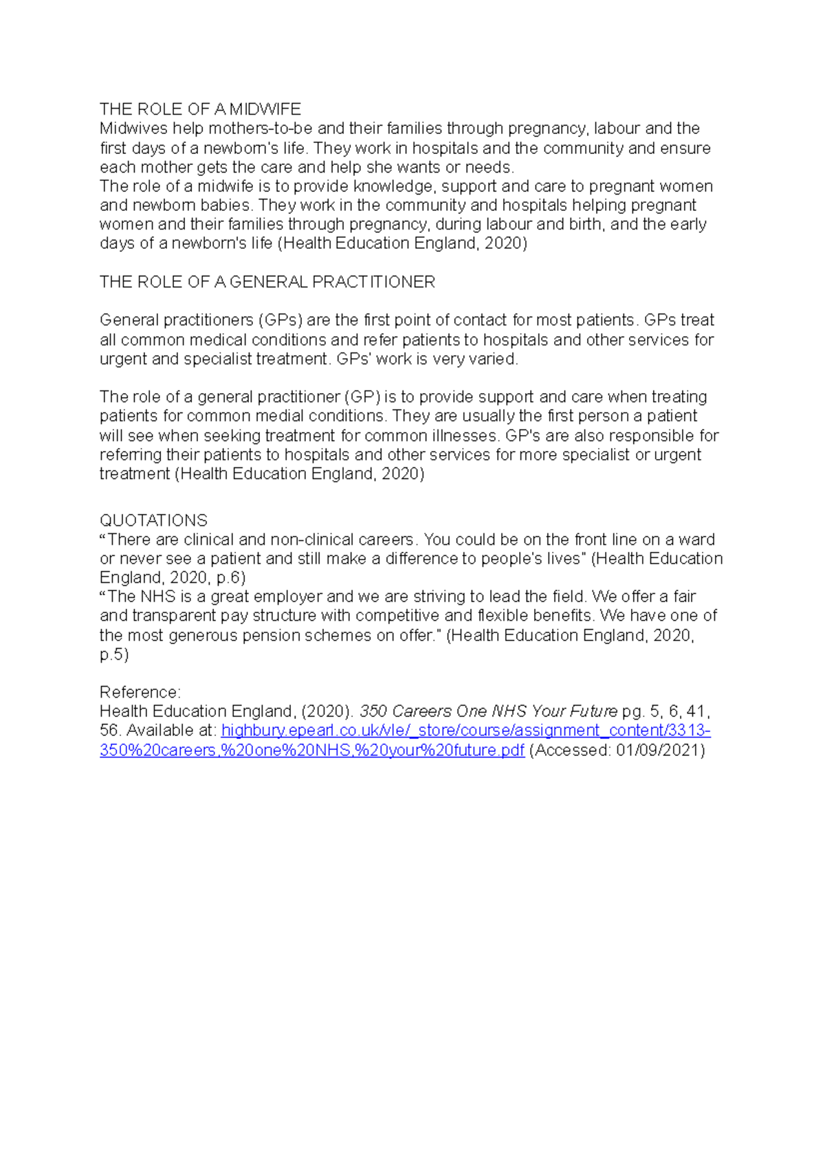 Unit 2 - Academic Writing Skills - THE ROLE OF A MIDWIFE Midwives help ...