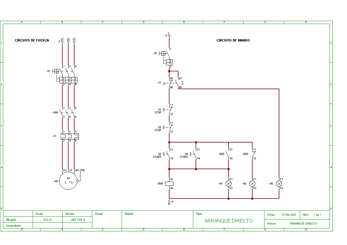 Arranque Directo DE DOS Estaciones - A A B B C C D D E E F F G G H H 1 ...
