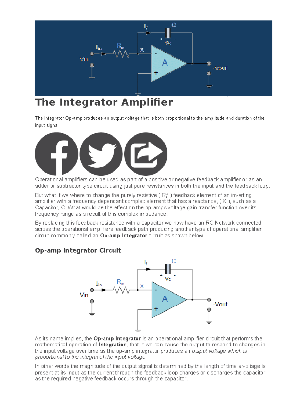 The Integrator Amplifier - But what if we where to change the purely ...