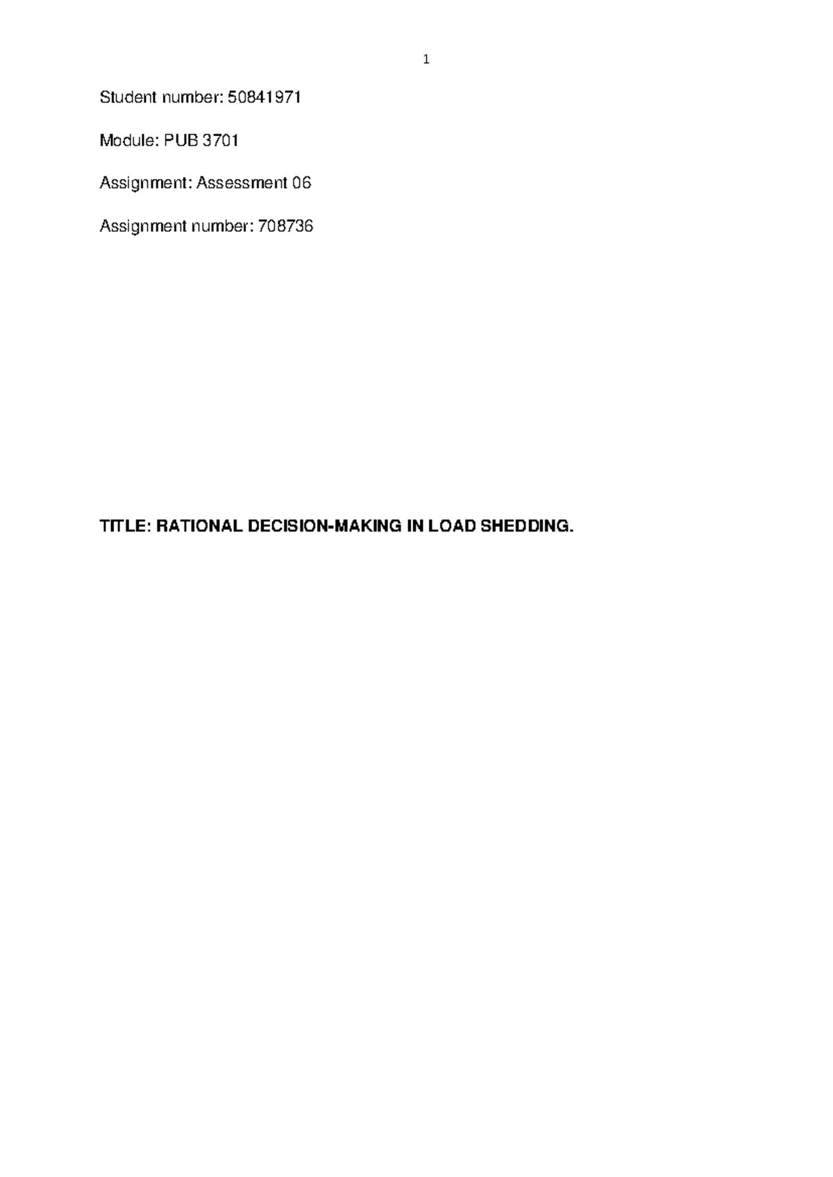 submitted Assignment 6 - TITLE: RATIONAL DECISION-MAKING IN LOAD ...