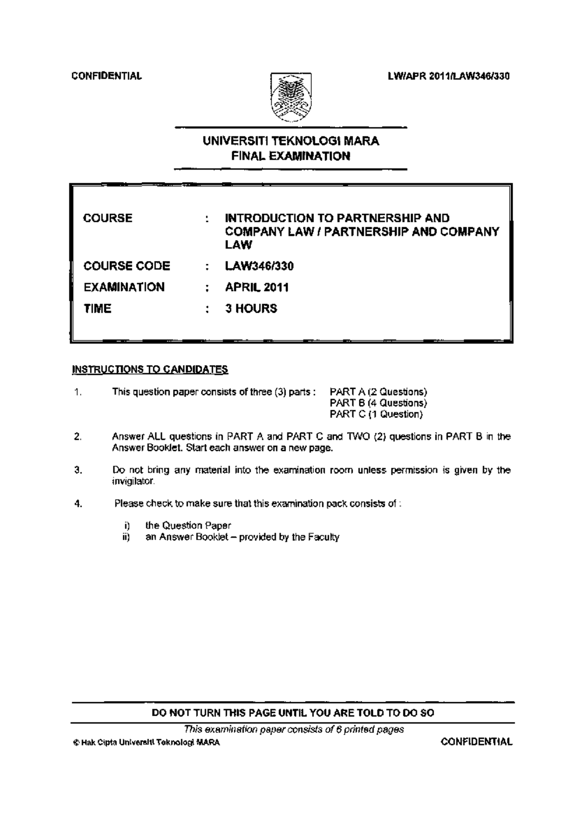 Law346 Apr2011 Past Year Exam Q Universiti Teknologi Mara Final