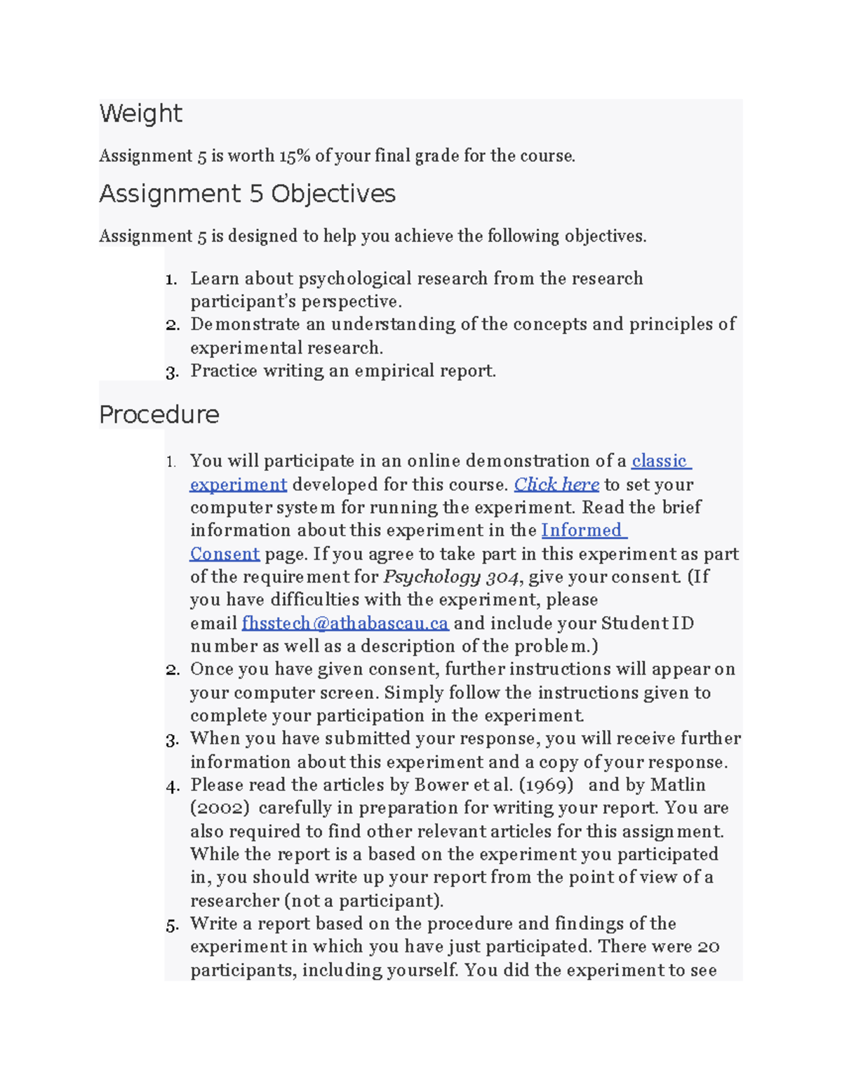 Assignment 5 overview - Weight Assignment 5 is worth 15% of your final ...