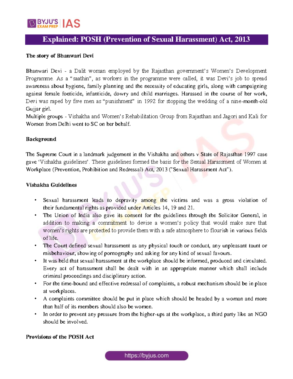 Explained-POSH-Act - Explained: POSH (Prevention of Sexual Harassment ...