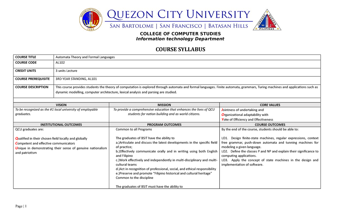 2022 COLP IT AL102 08112022 rev - COLLEGE OF COMPUTER STUDIES ...