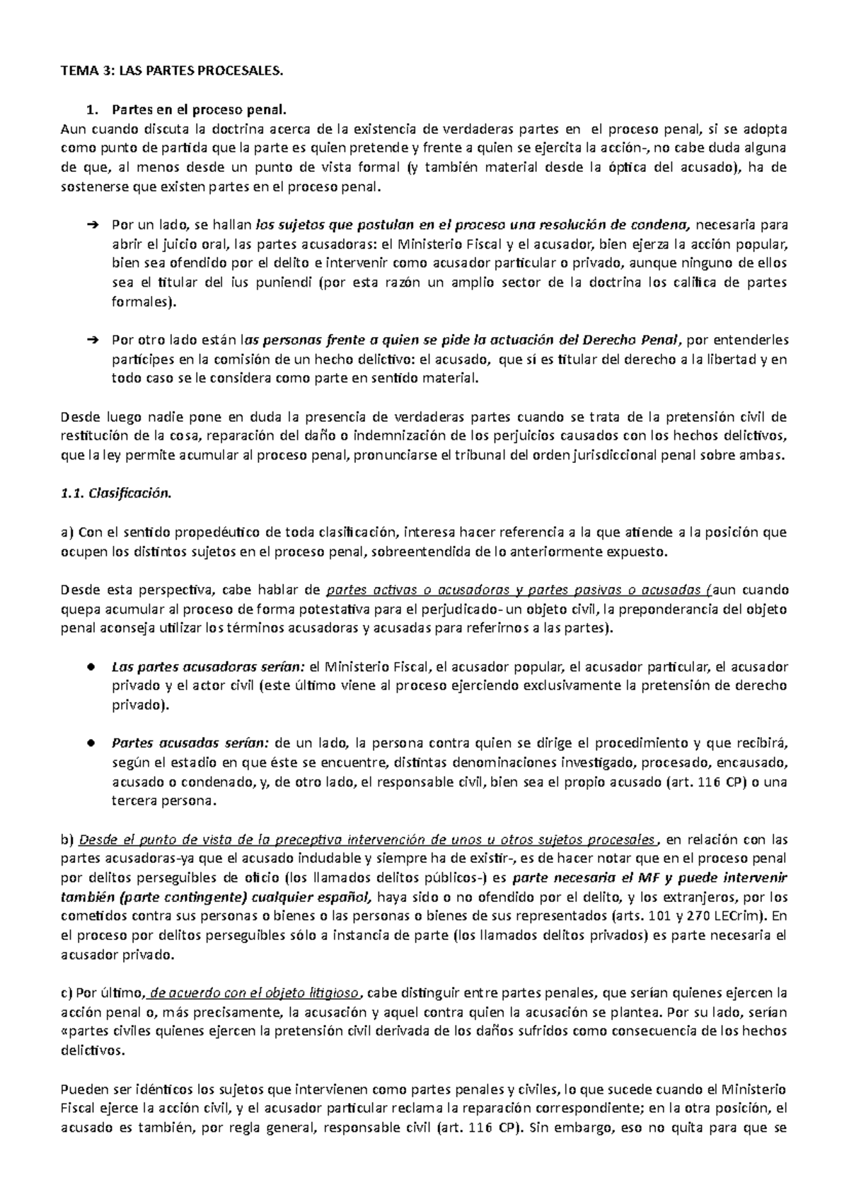 TEMA 3 LAS Partes Procesales - TEMA 3: LAS PARTES PROCESALES. Partes en ...