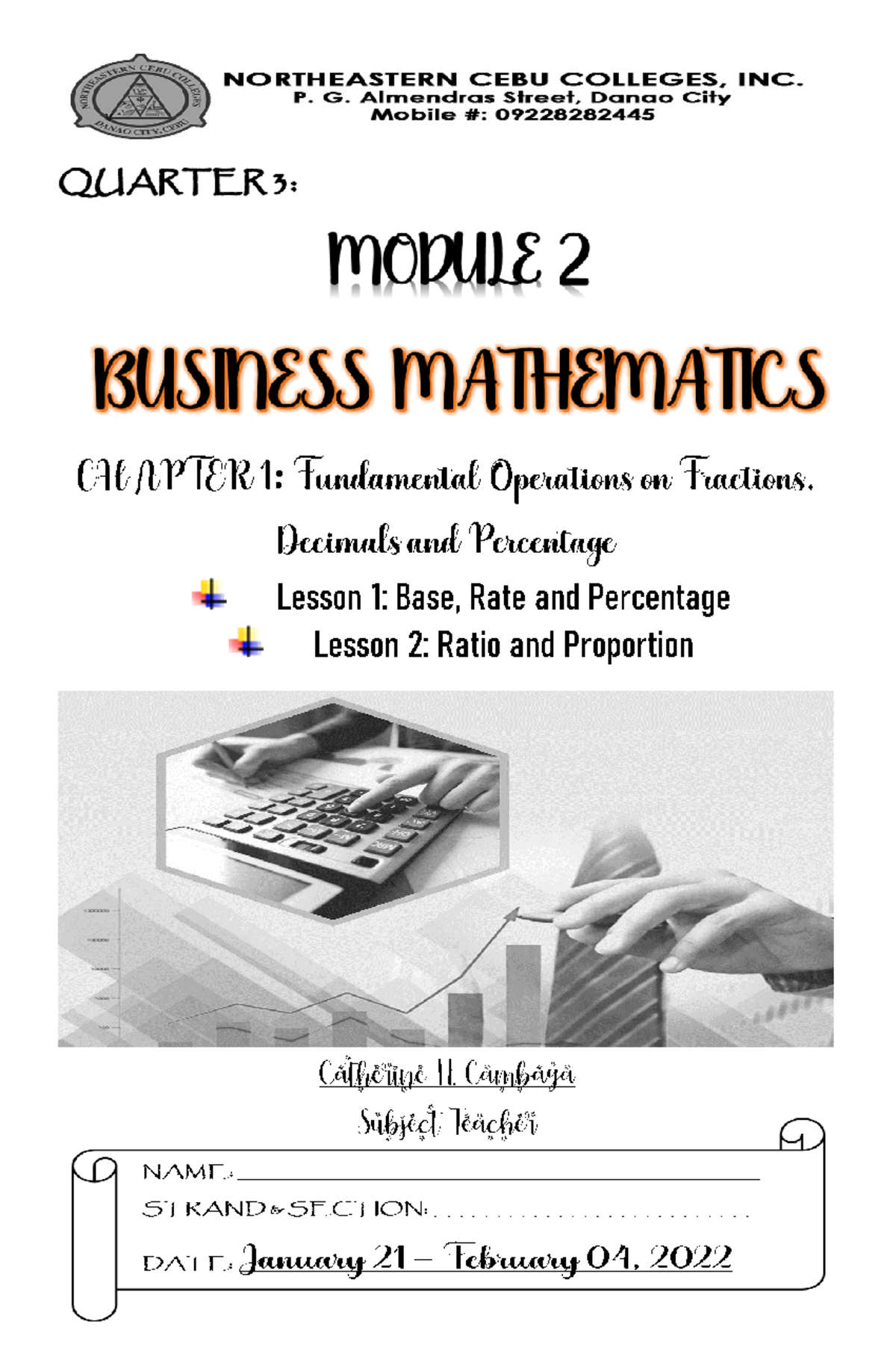 Business Mathematics 2 - v This course will provide an understanding of ...