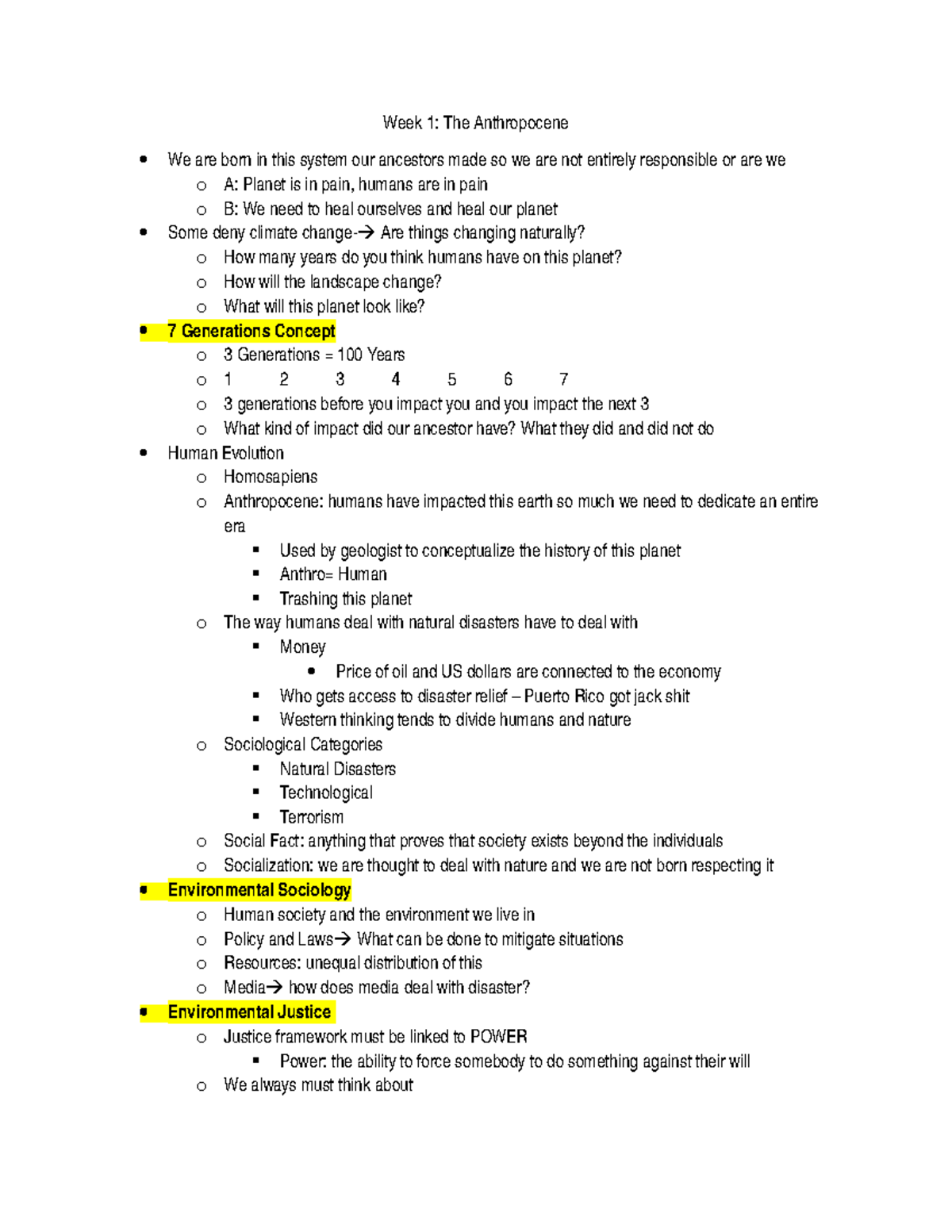 Week 1 The Anthropocene - Week 1: The Anthropocene We are born in this ...